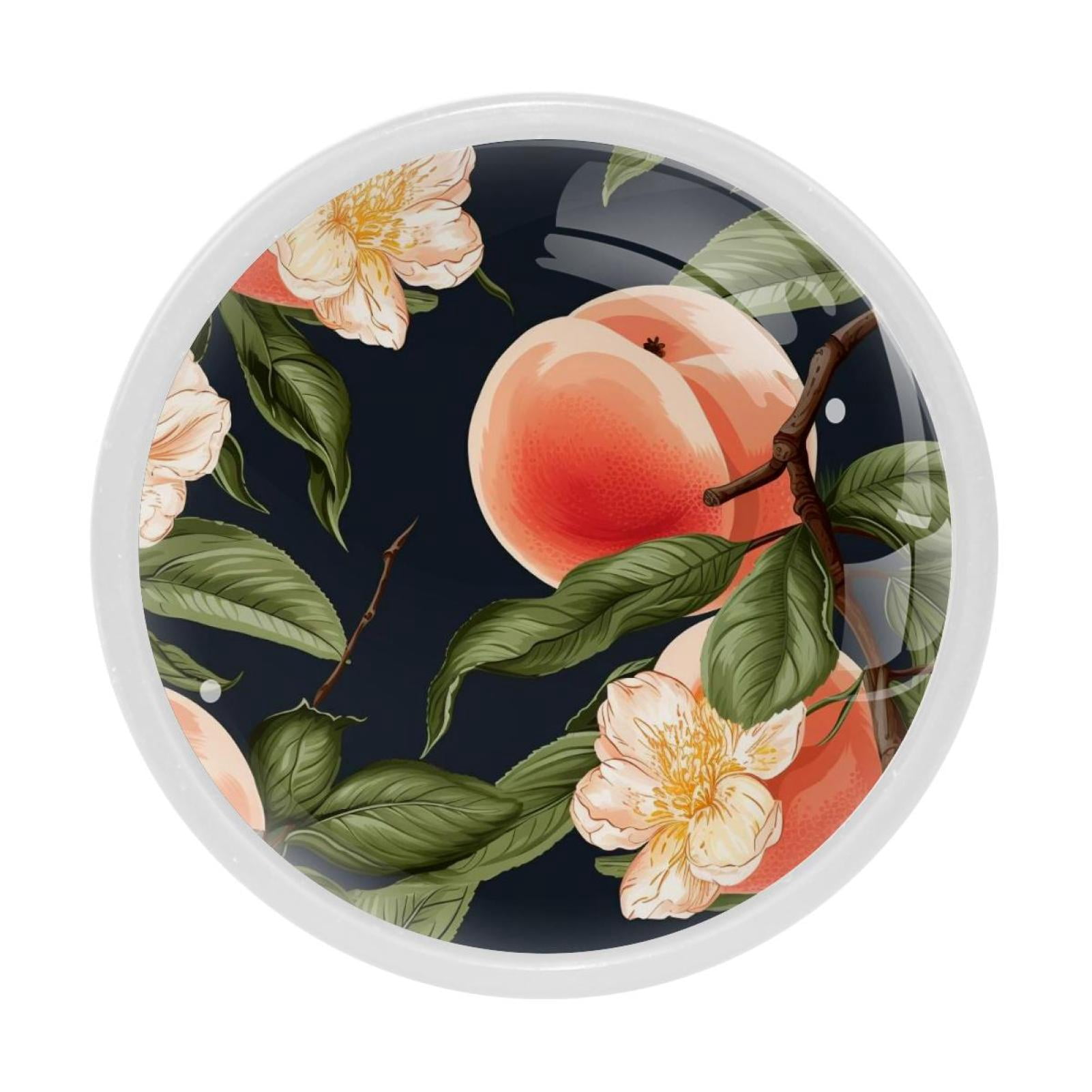 OWNTA Peach Pattern 4PCS Round Glass Drawer Handles Knobs Pulls with ...