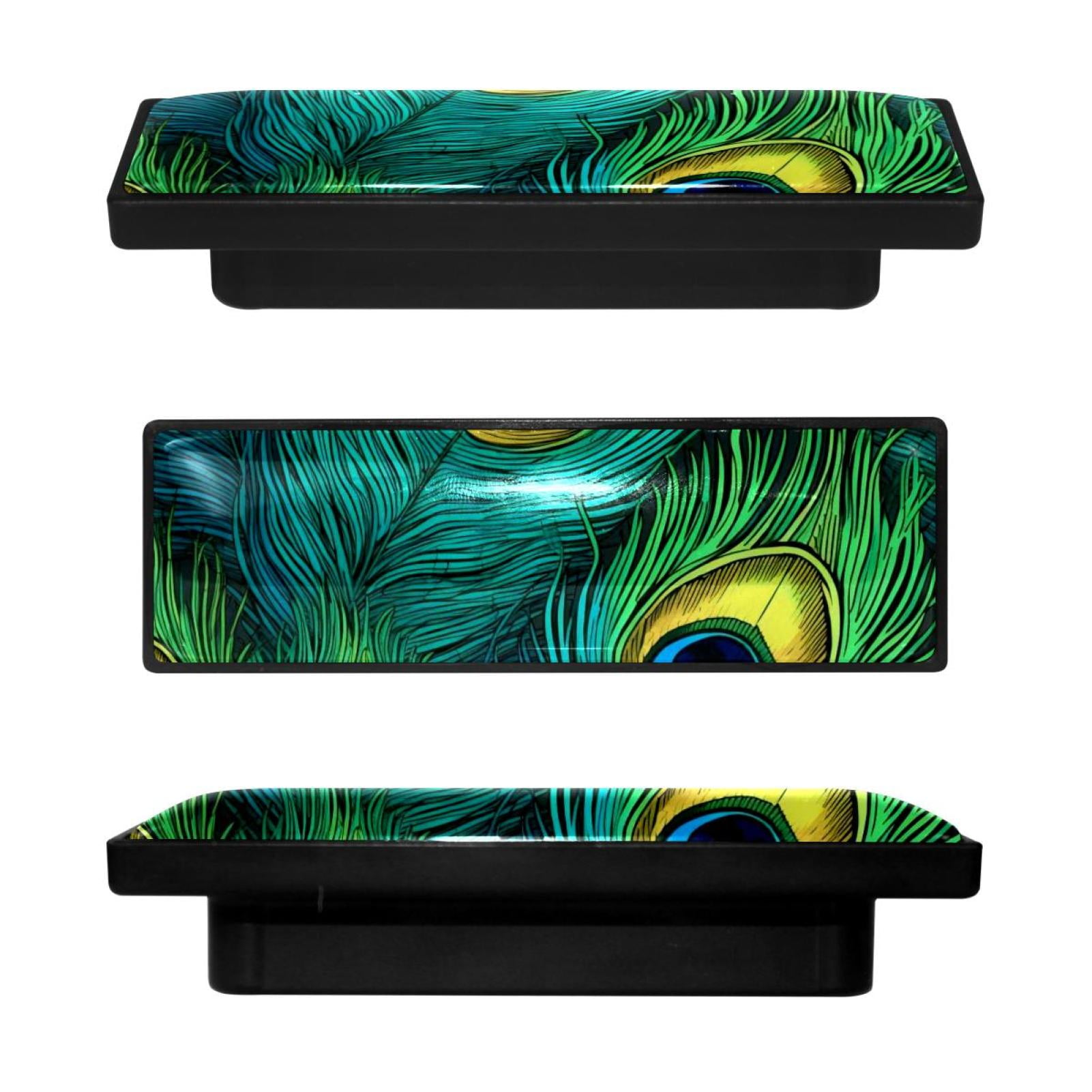 Ownta Peacock Feather Pattern Premium Abs Glass Drawer Pulls Set Of 4 Pcs 36x12x02 In