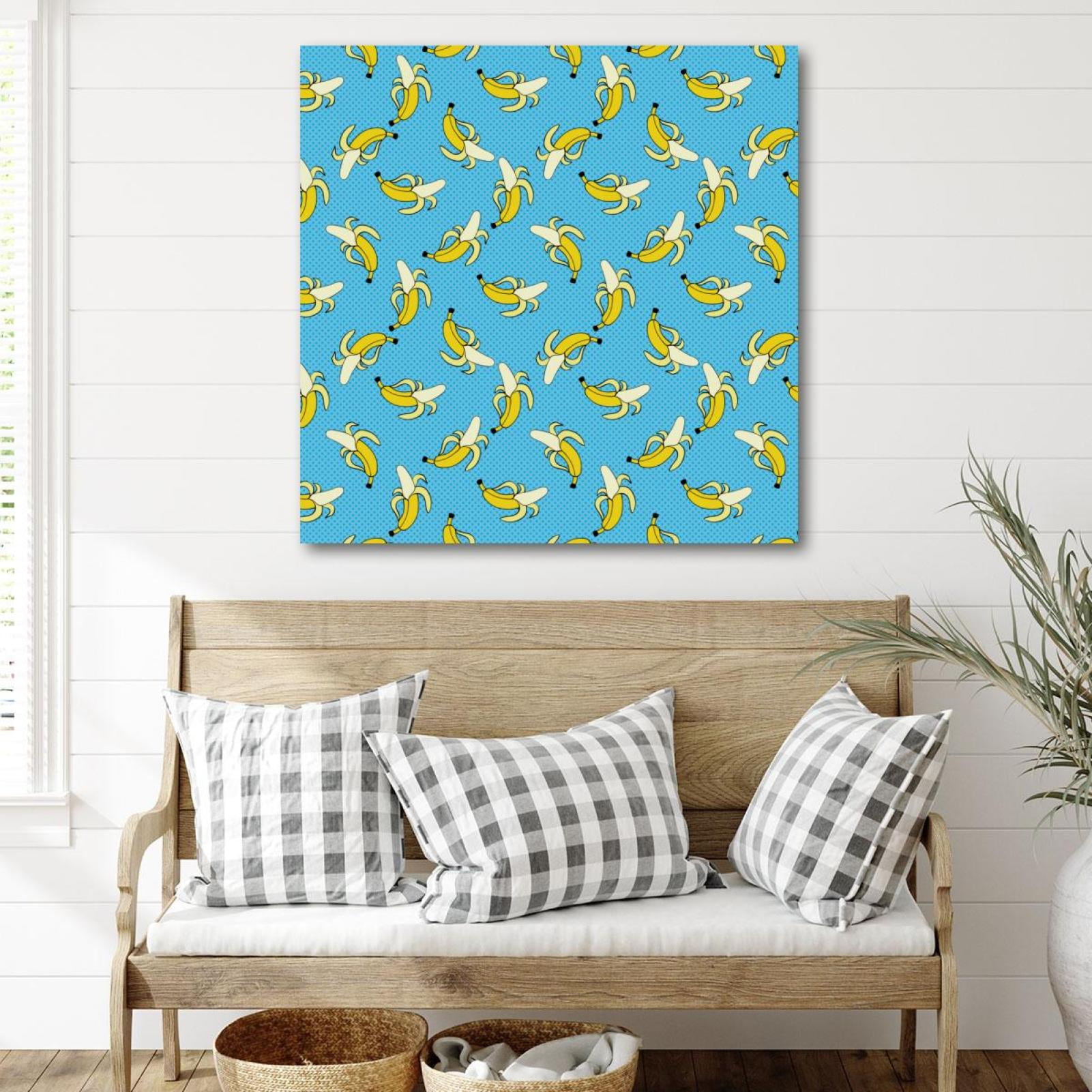 OWNTA Peeled Banana Art Blue Background Pattern Canvas Wall Art Paintings for Living Room Canvas ...