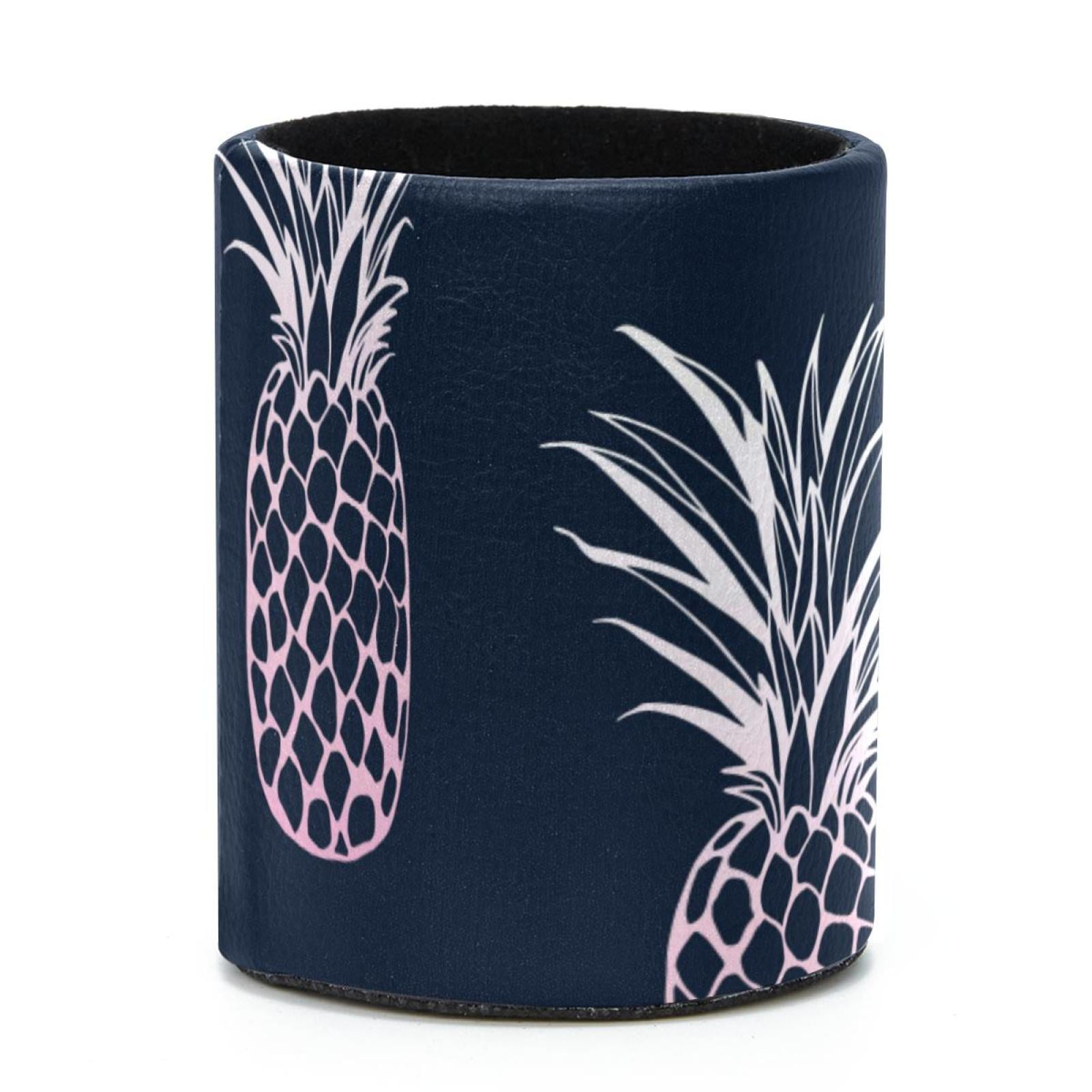 Ownta Pineapple Fruit Tropical Pattern Pvc Leather Cylinder Pen Holder