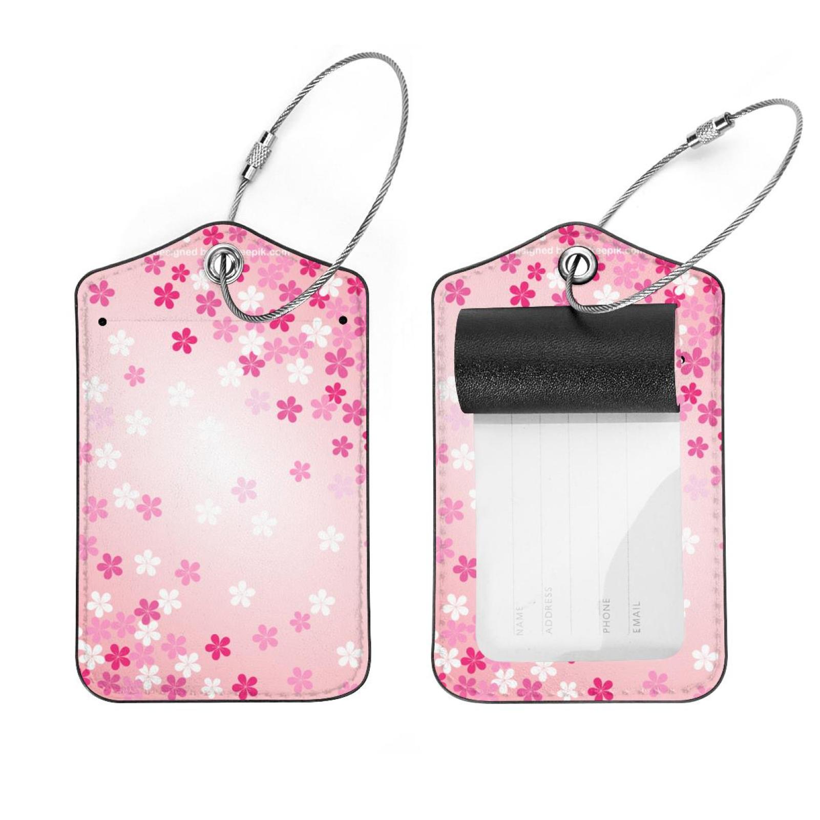OWNTA Pink Japan Cherry Blossom Flowers Pattern Luggage Tag Set: Square ...