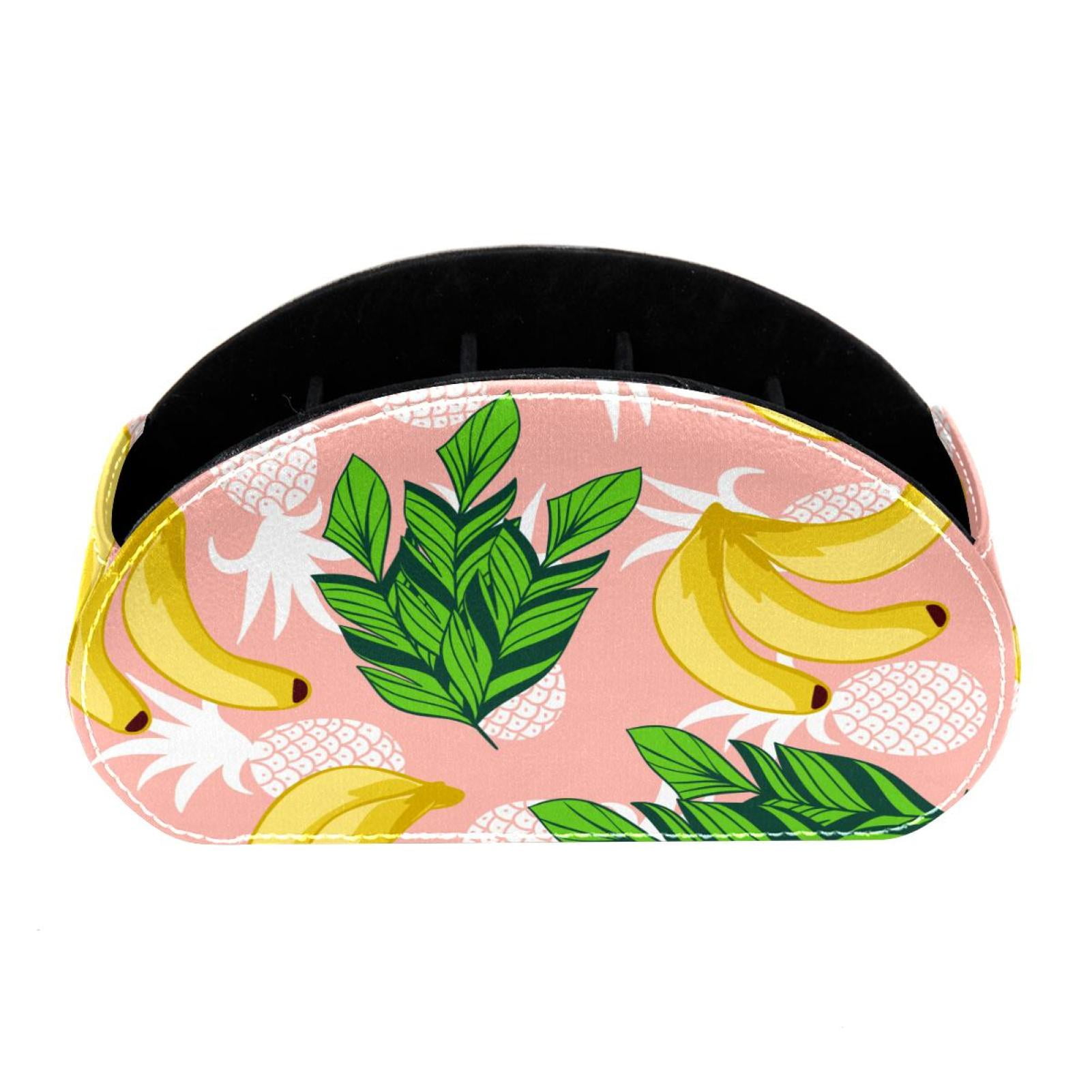 Ownta Pink Pineapple Pattern Pvc Leather Brush Holder With Five