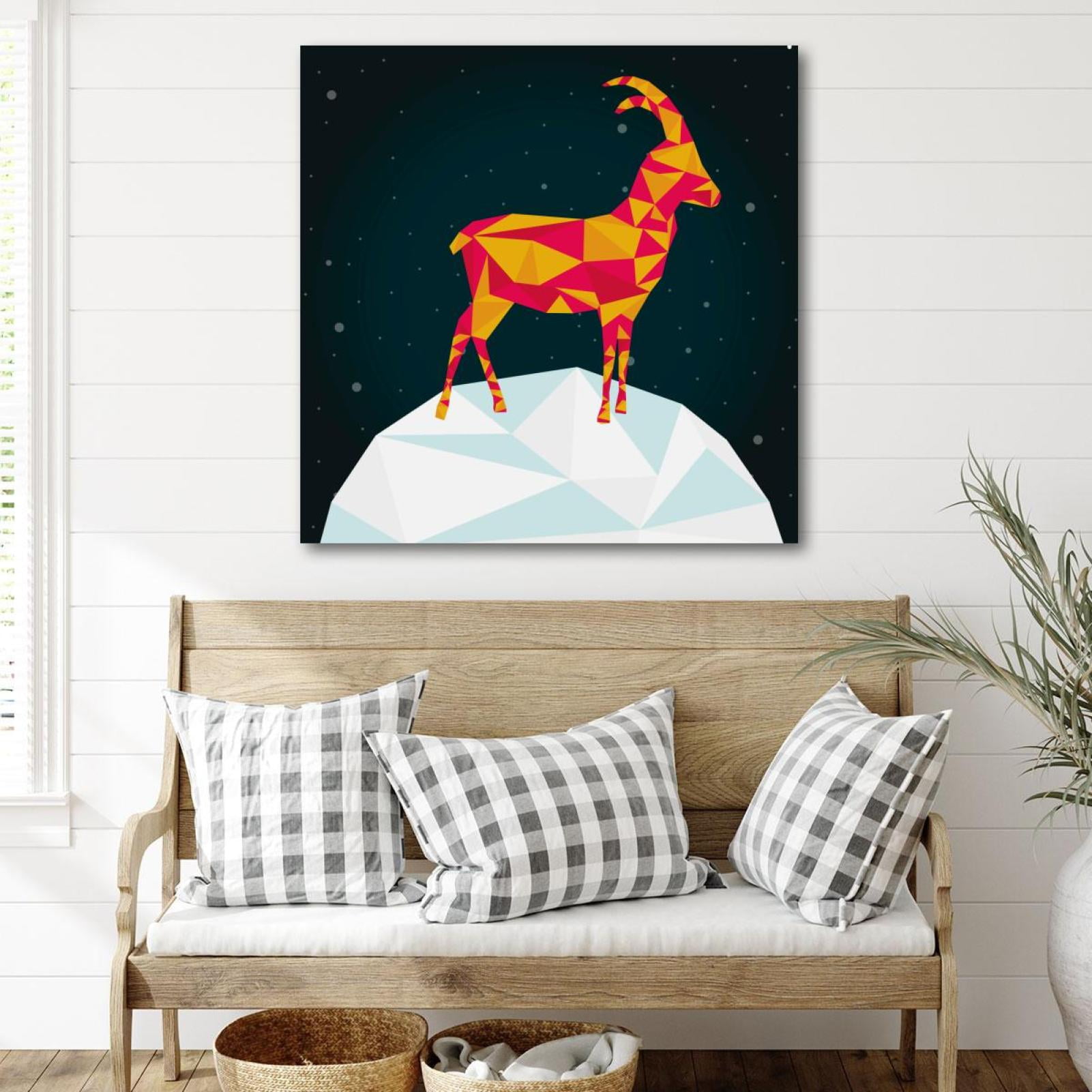 OWNTA Polygonal Goat Pattern Canvas Wall Art Paintings for Living Room ...