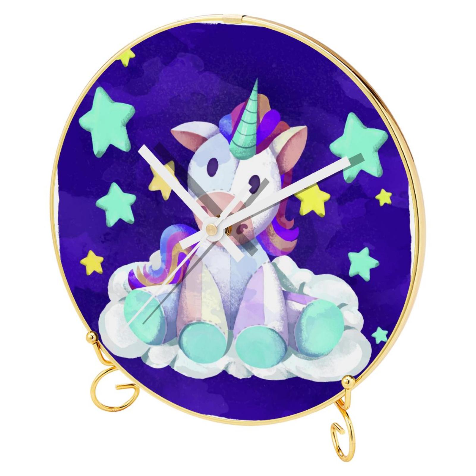 OWNTA Purple Unicorn Pattern Round Printed Wall Clocks with Hooks and ...