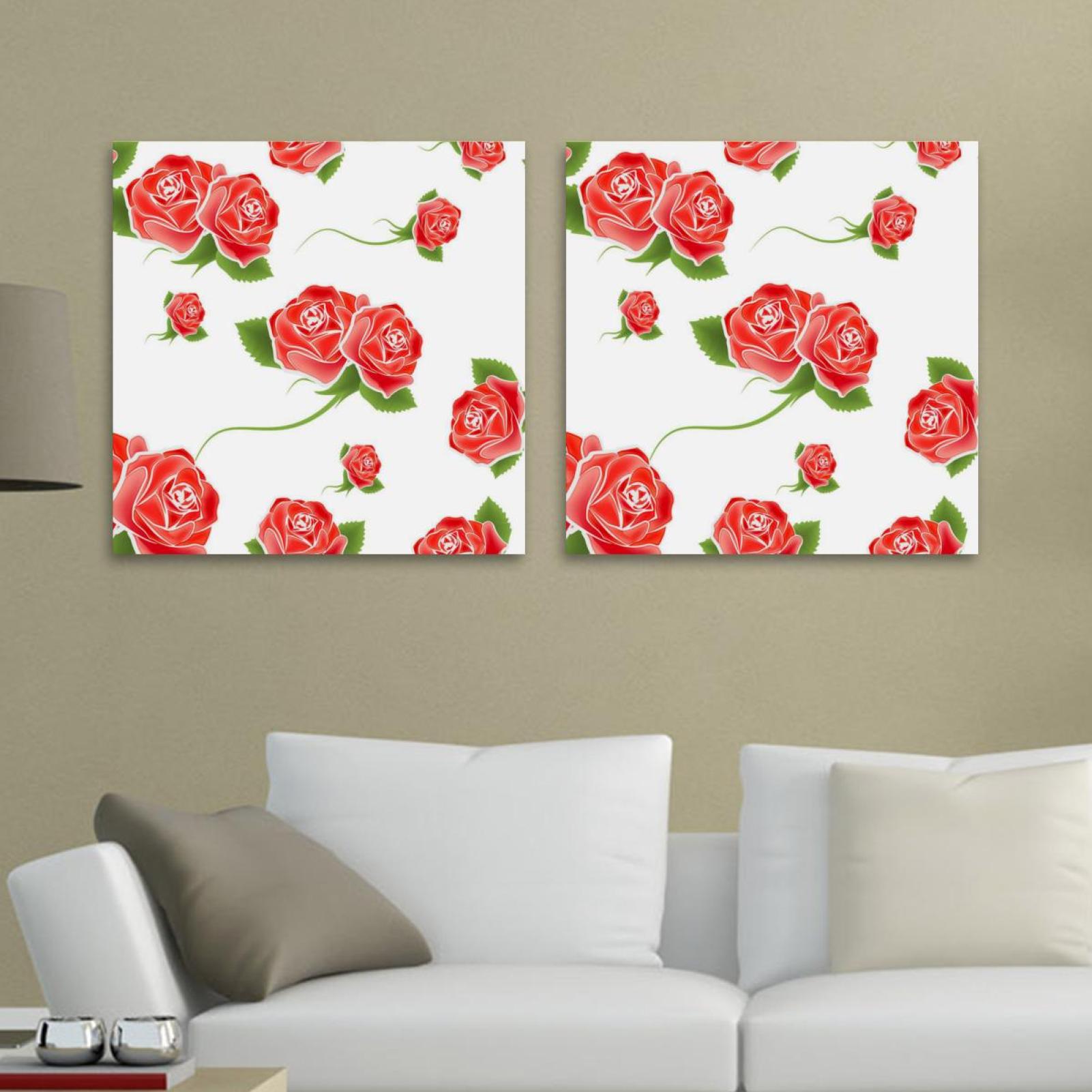 OWNTA Roses Pattern 2PC Canvas Wall Art Paintings for Living Room ...