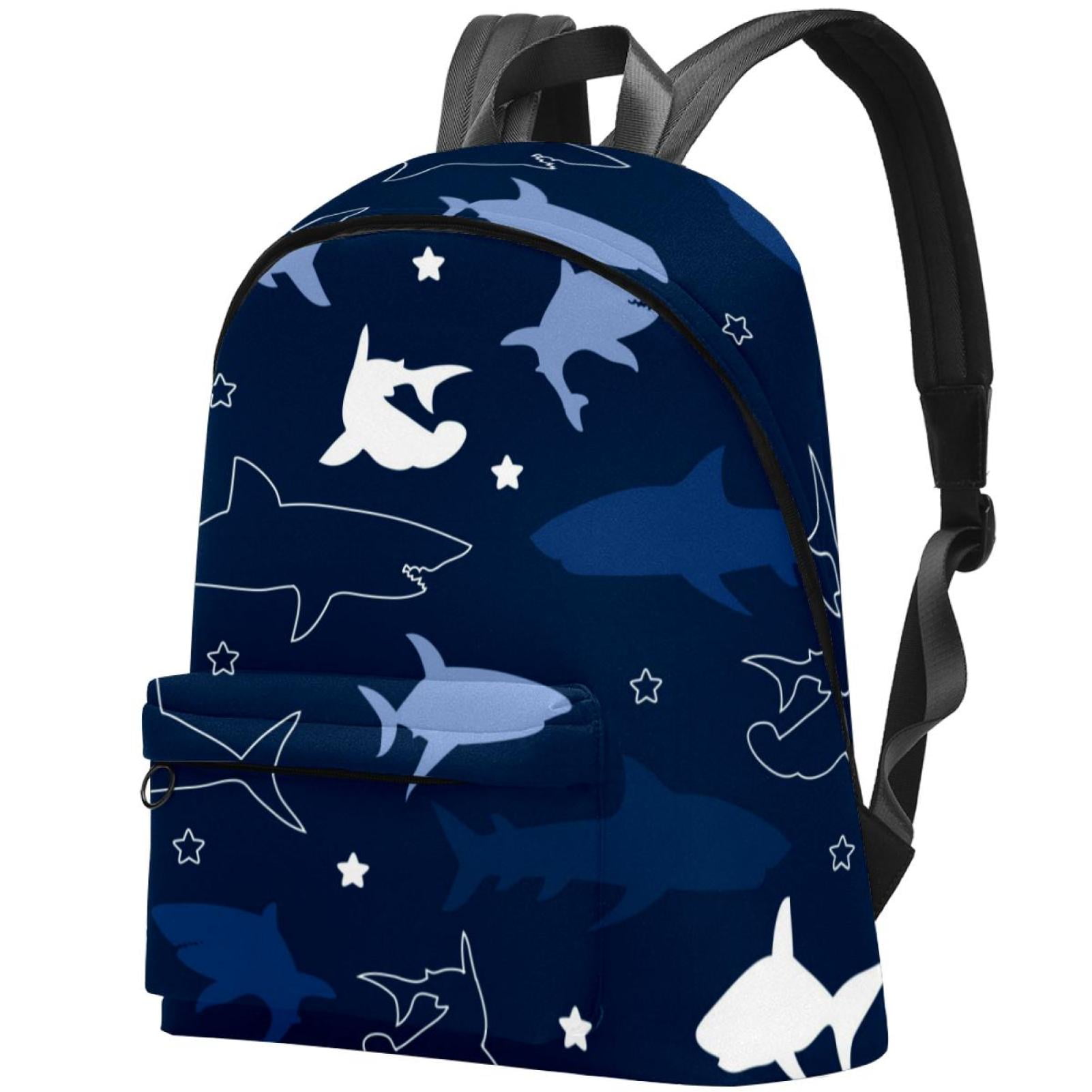 OWNTA Sea Animal Shark Picture Pattern Navy Pattern Travel Backpack ...