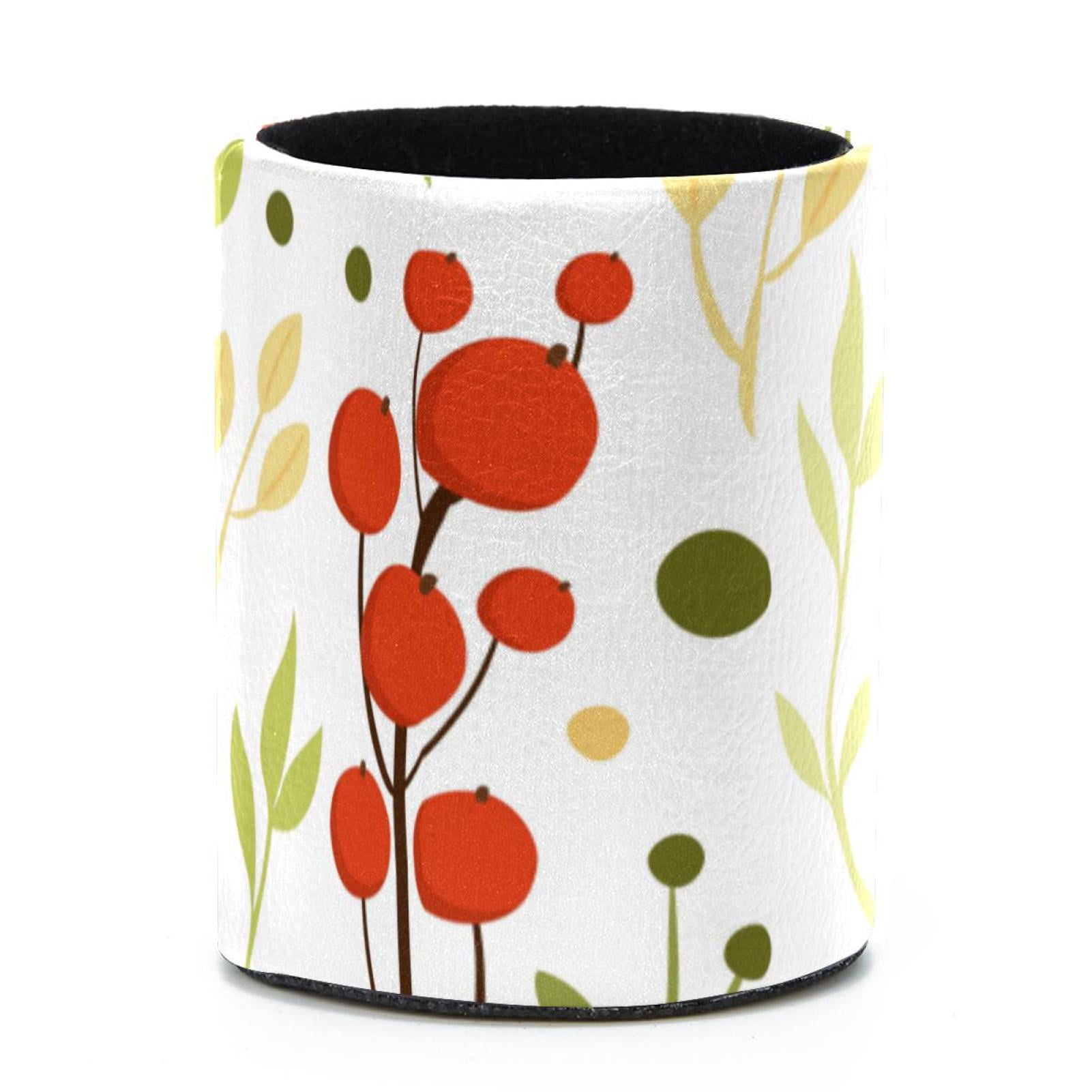 Ownta Seamless Patterns Red Fruits Pattern Pvc Leather Cylinder Pen
