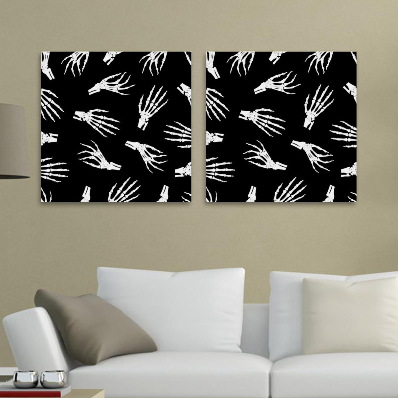 OWNTA Skeleton Hand Pattern 2PC Canvas Wall Art Paintings for Living ...