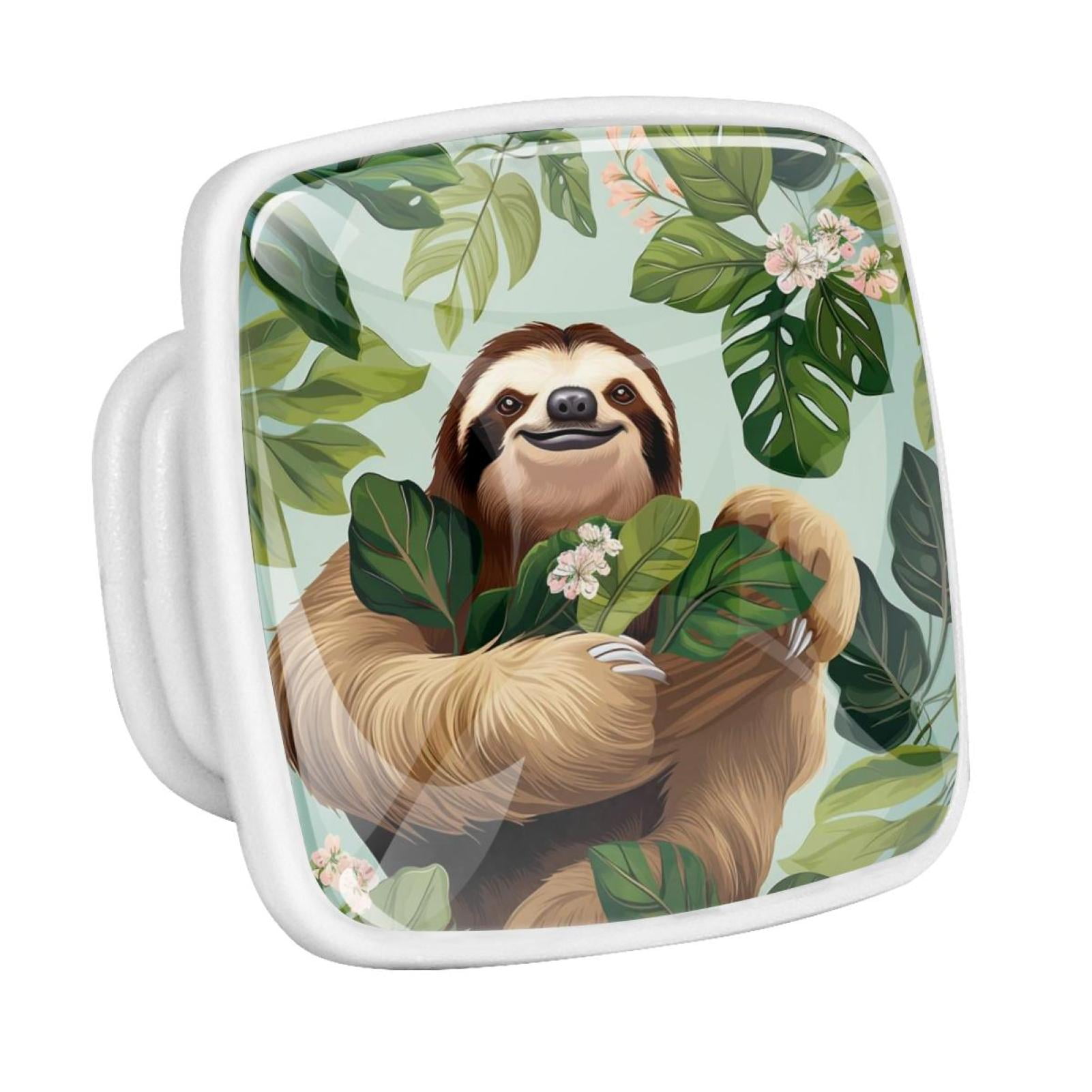 OWNTA Sloth Pattern Glow-in-the-Dark Fluorescent Drawer Pulls: Square 4 ...