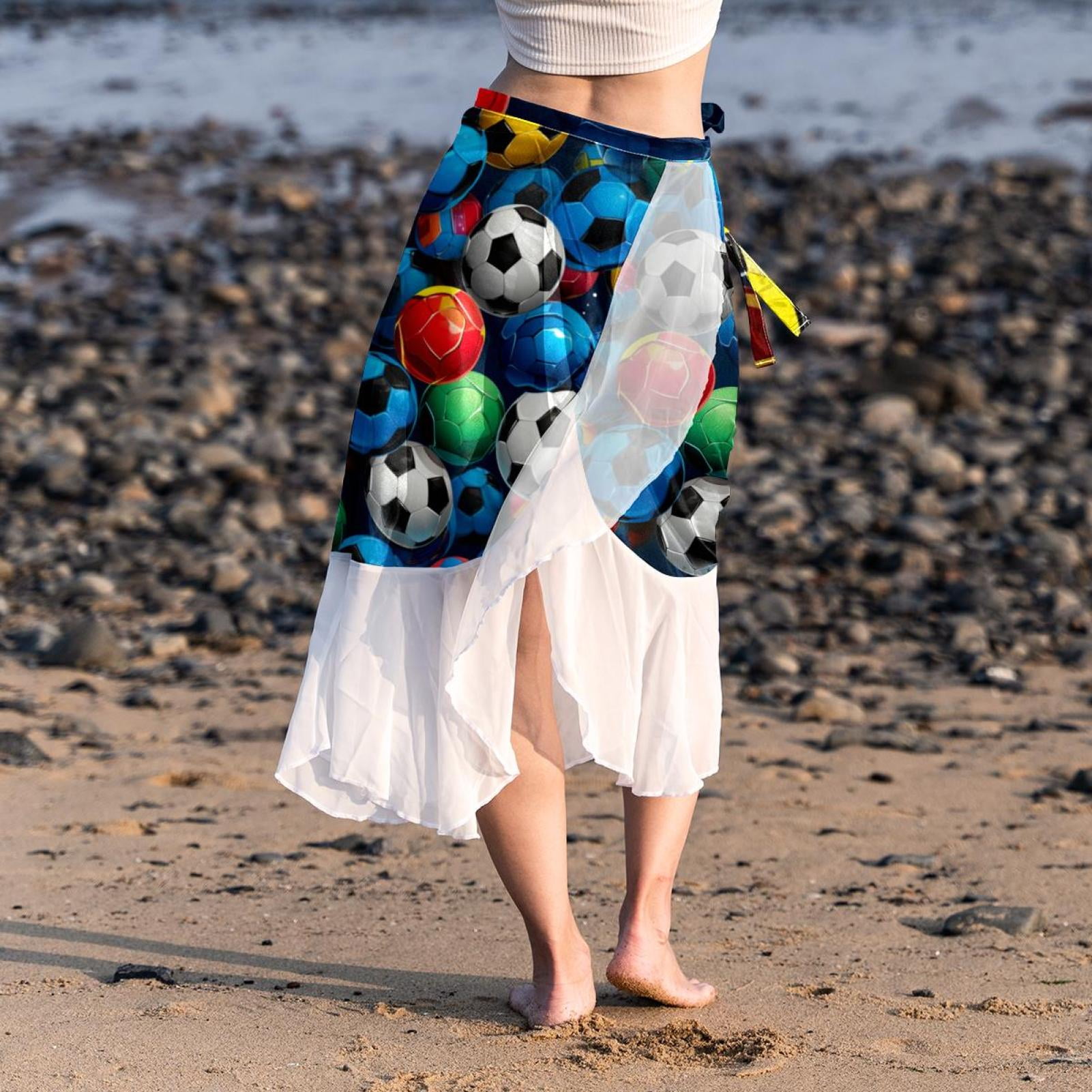 OWNTA Soccer Pattern Stunning Chiffon Beach Skirts: Women's Breathable ...
