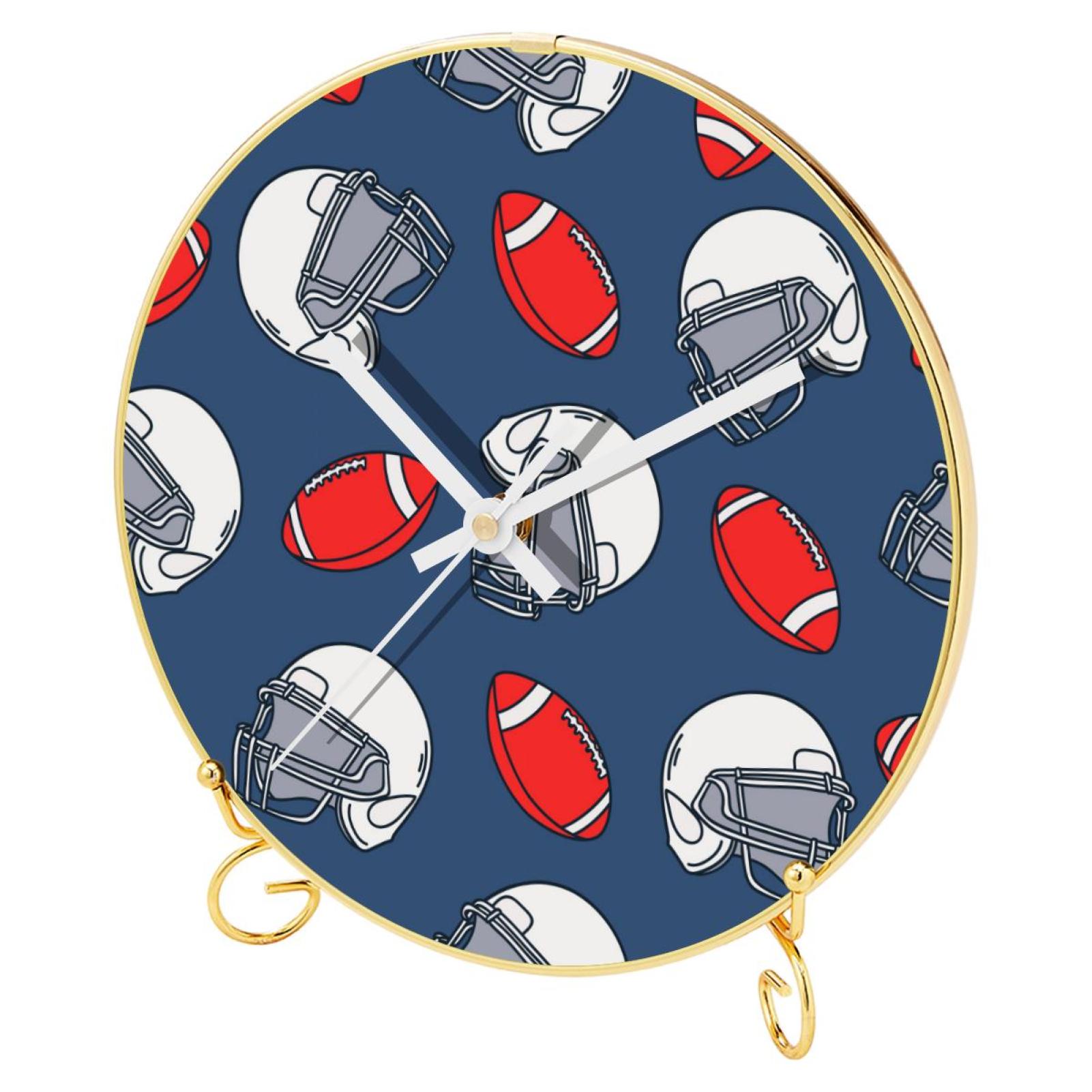 OWNTA Sport Rugby Helmet Pattern Round Printed Wall Clocks with Hooks ...