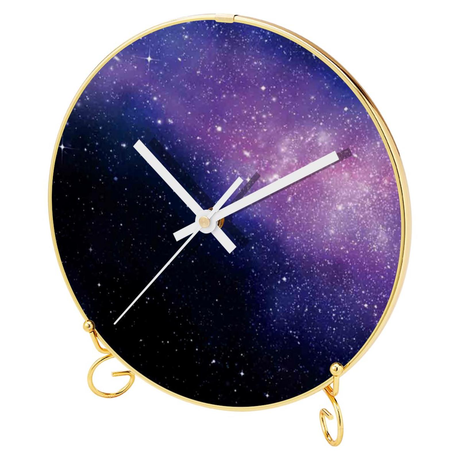 OWNTA Starry Sky Purple Pattern Round Printed Wall Clocks with Hooks ...