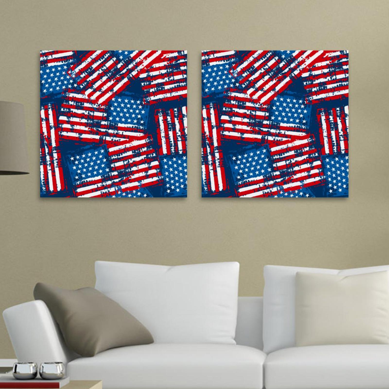 OWNTA Stripe Flag Pattern 2PC Canvas Wall Art Paintings for Living Room ...