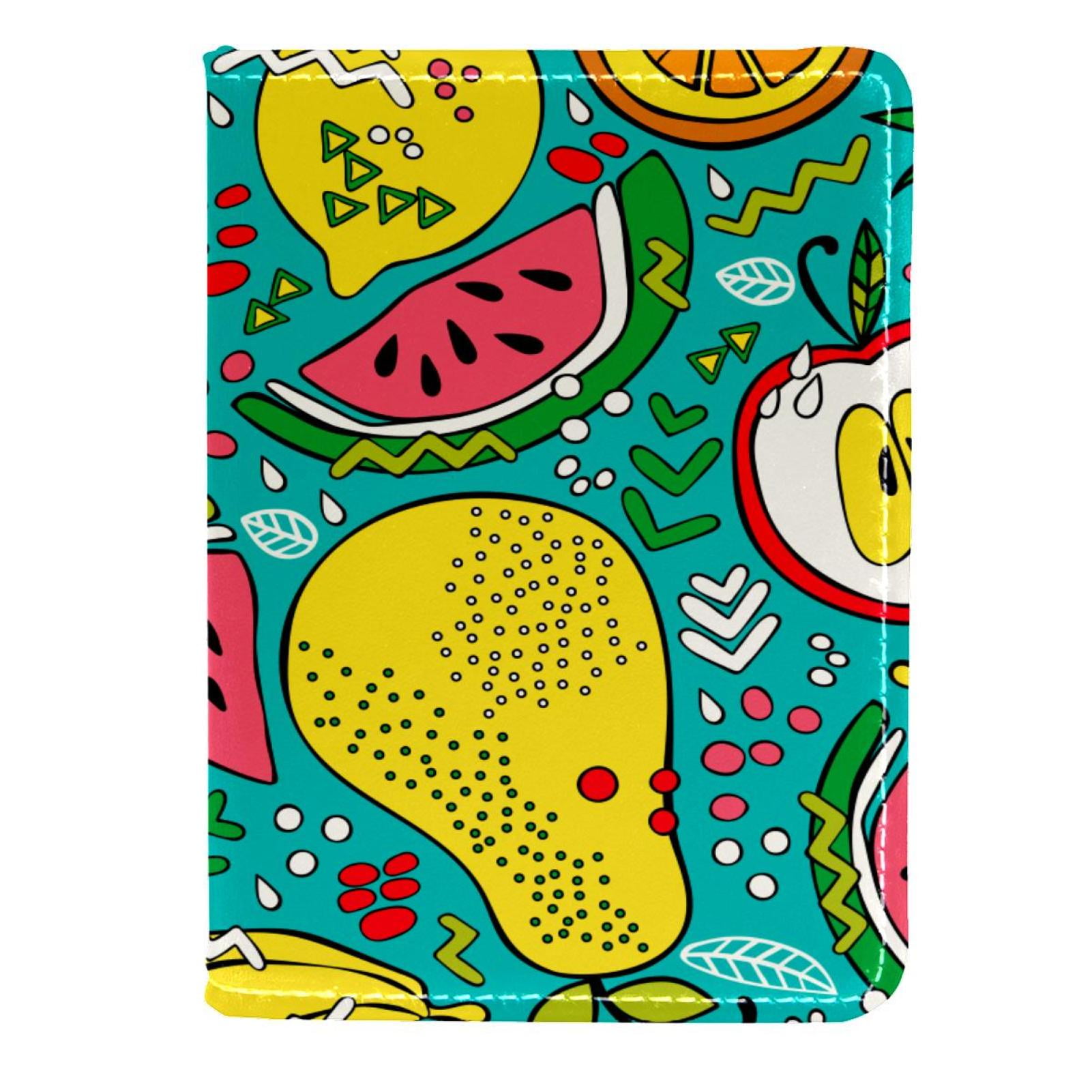 Ownta Summer Fruits Green Pattern Pu Leather Passport Wallet 4 5x6 5