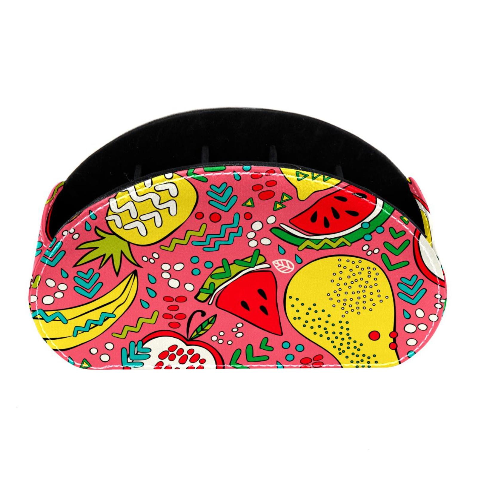 Ownta Summer Fruits Pattern Pvc Leather Brush Holder With Five