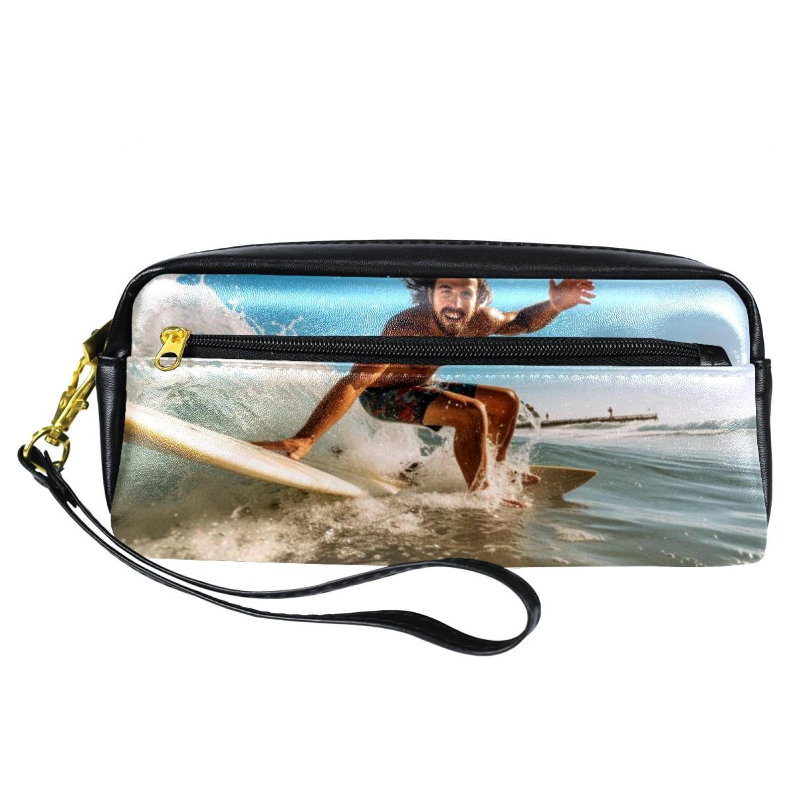 Ownta Summer Surfing Pattern Stylish Pu Leather Pencil Bag 20 5x5x8