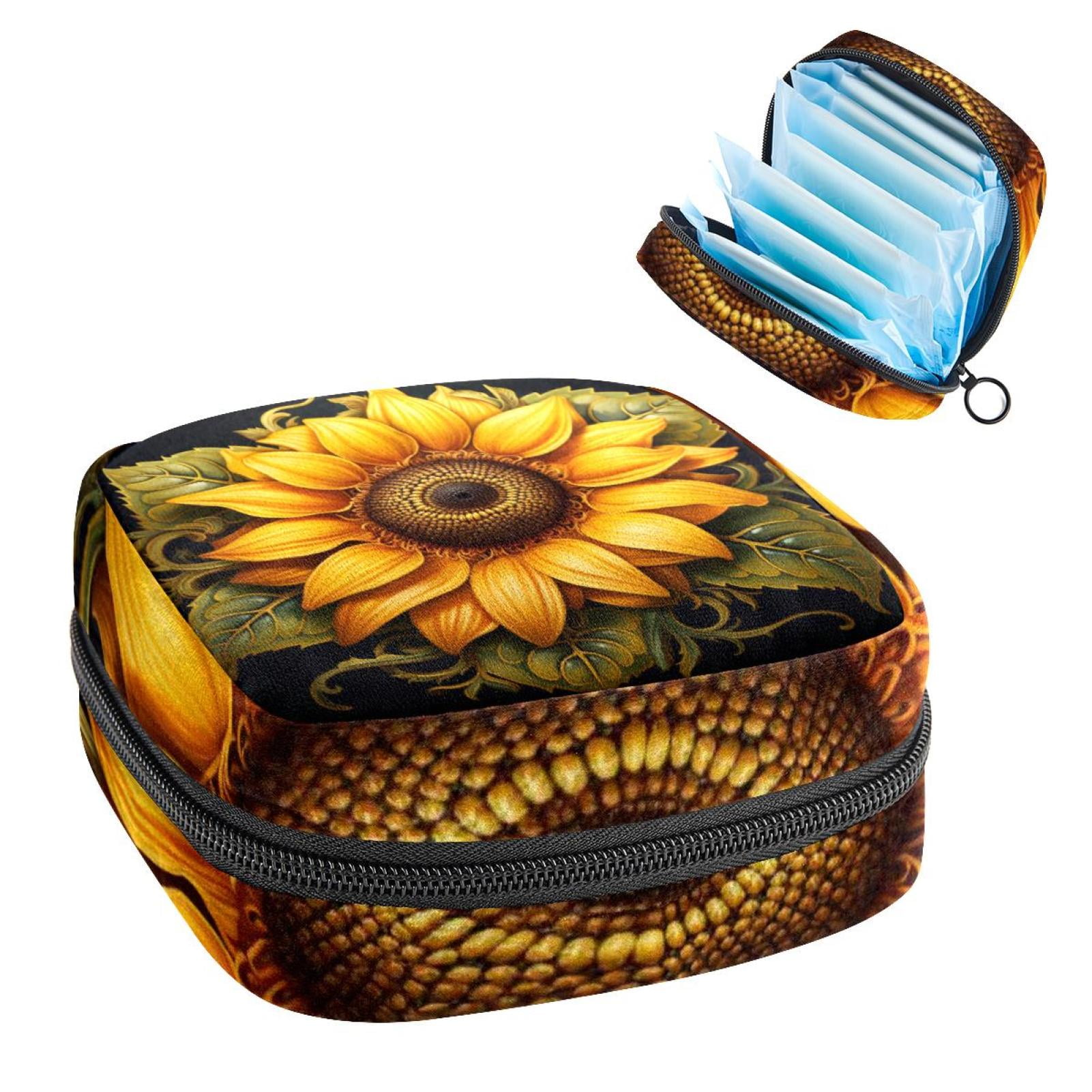 Ownta Sunflowers Pattern Premium Storage Bag Period Purse Pencil