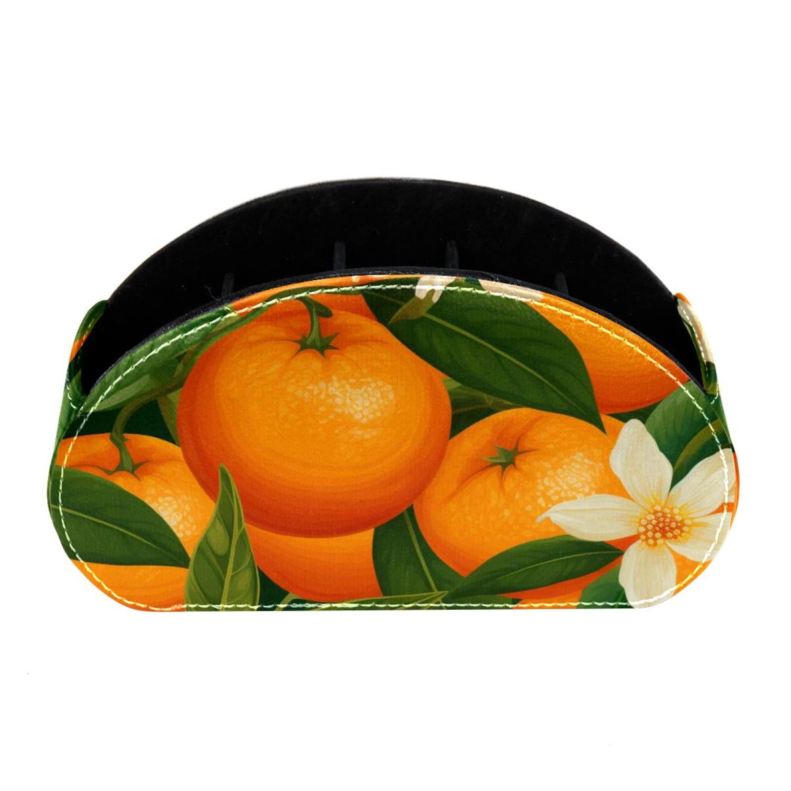 Ownta Tangerine Pattern Pvc Leather Brush Holder With Five Compartments