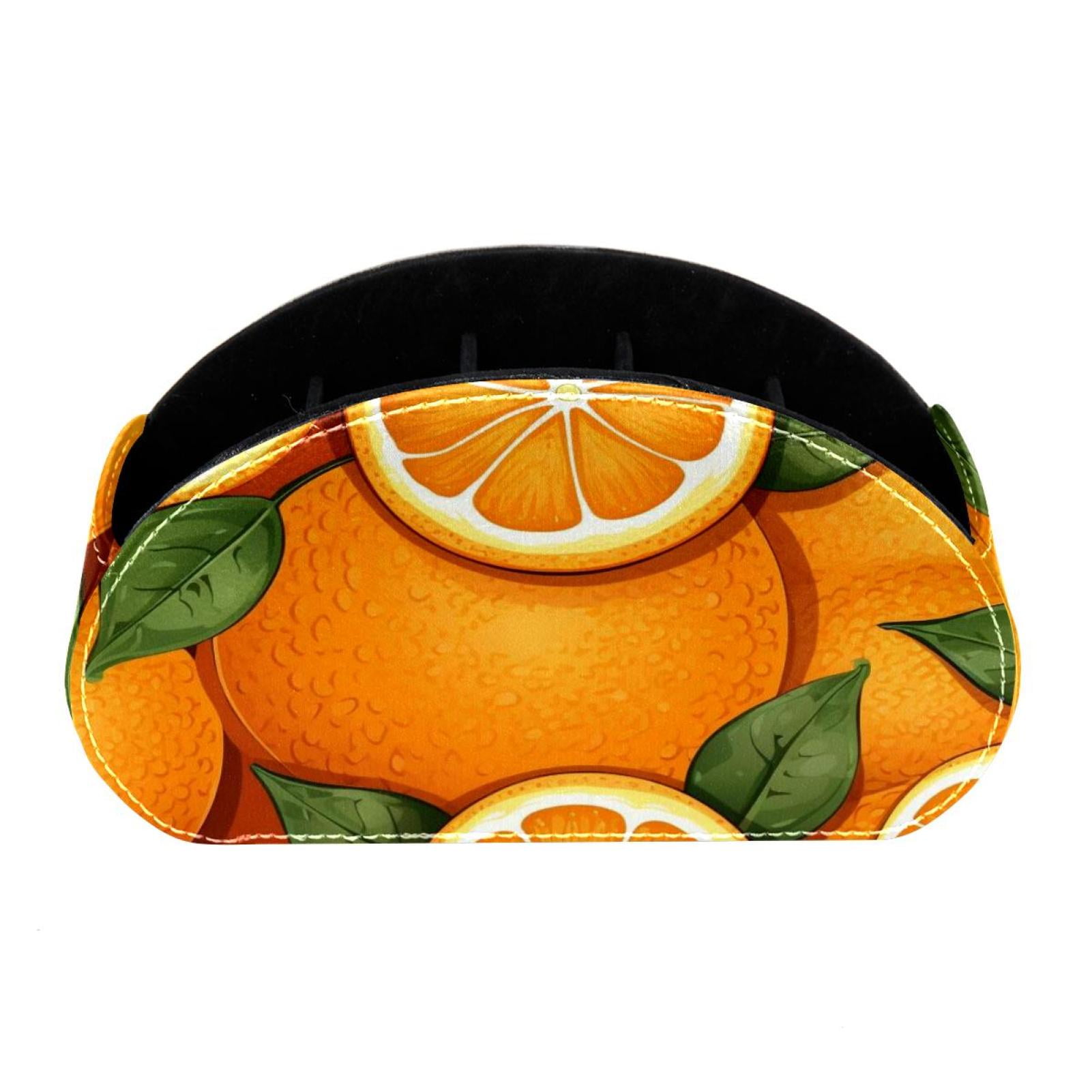 Ownta Tangerine Pattern Pvc Leather Brush Holder With Five Compartments