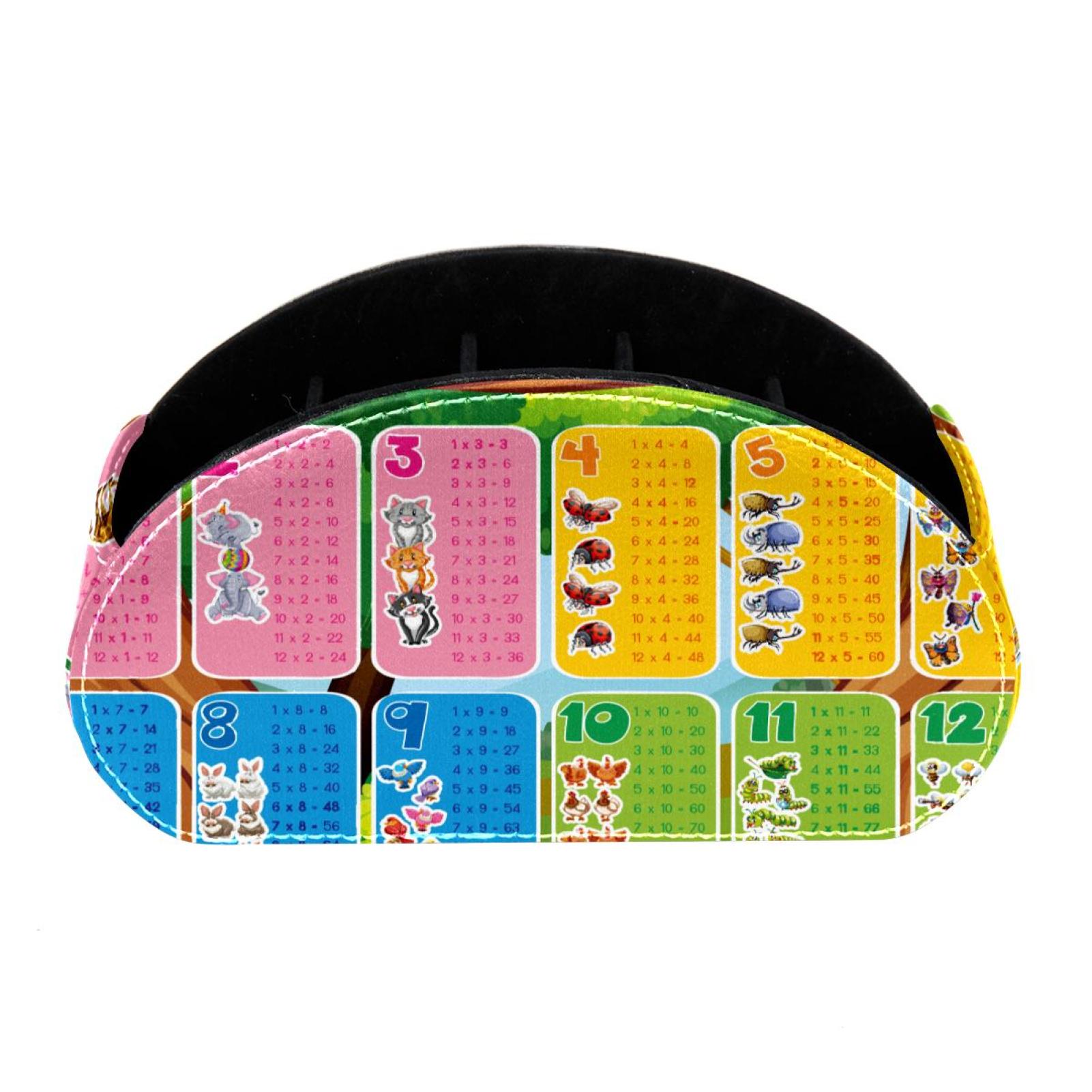OWNTA Times Multiplication Tables Pattern PVC Leather Brush Holder with ...