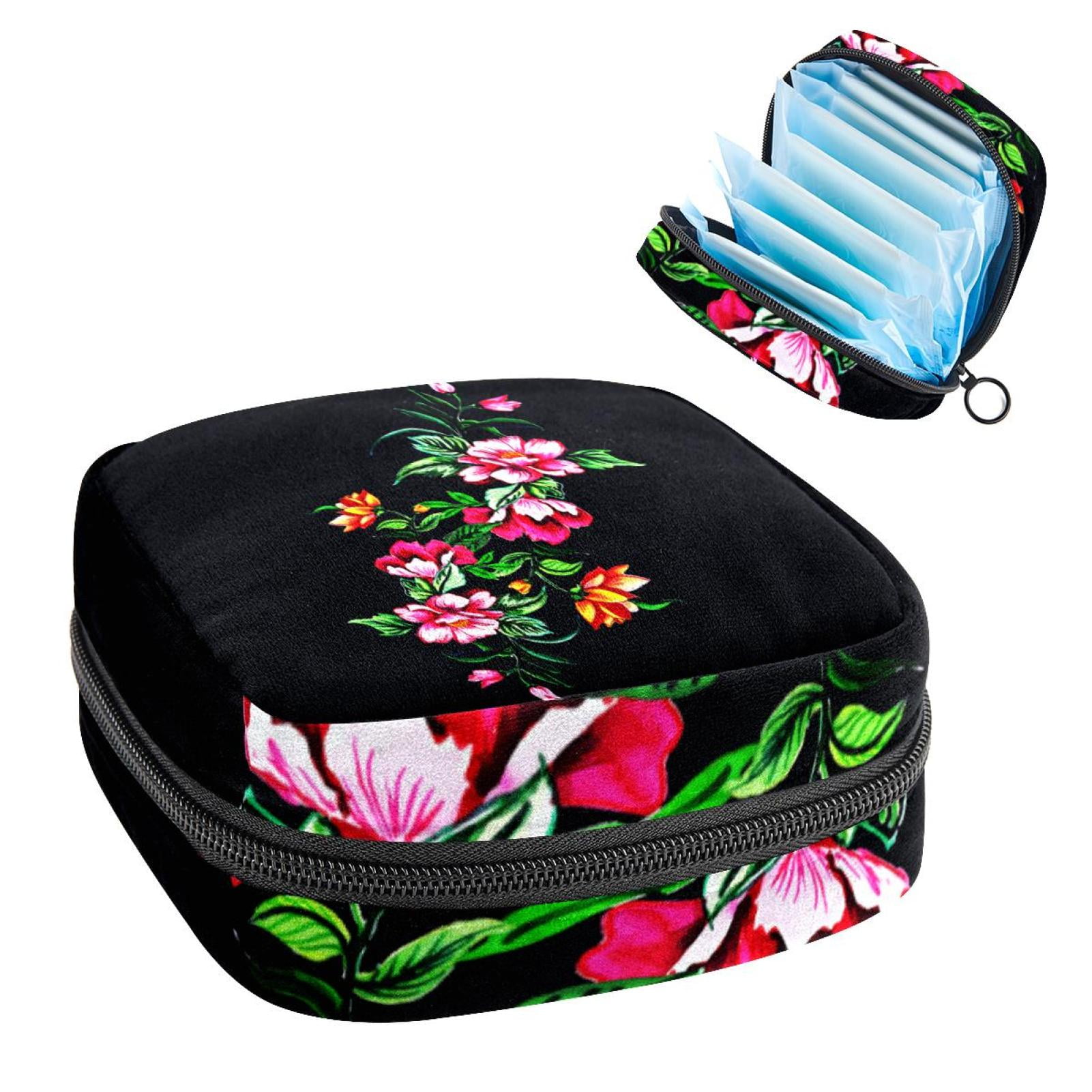 Ownta Tropical Black Floral Flower Pattern Premium Storage Bag Period