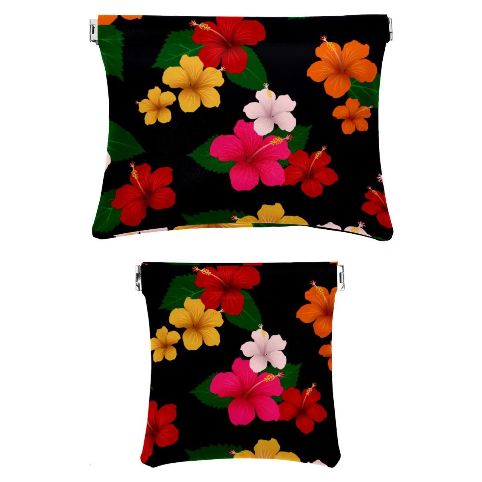 Ownta Tropical Flora With Hibiscus Flowers Leaves Pattern Portable 2