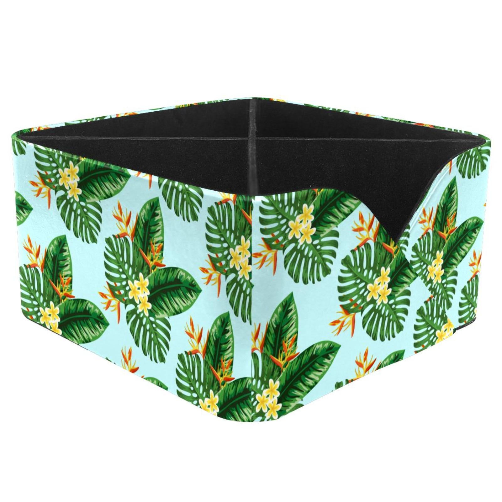 Ownta Tropical Green Leaf Pattern Square Pencil Storage Case With 4