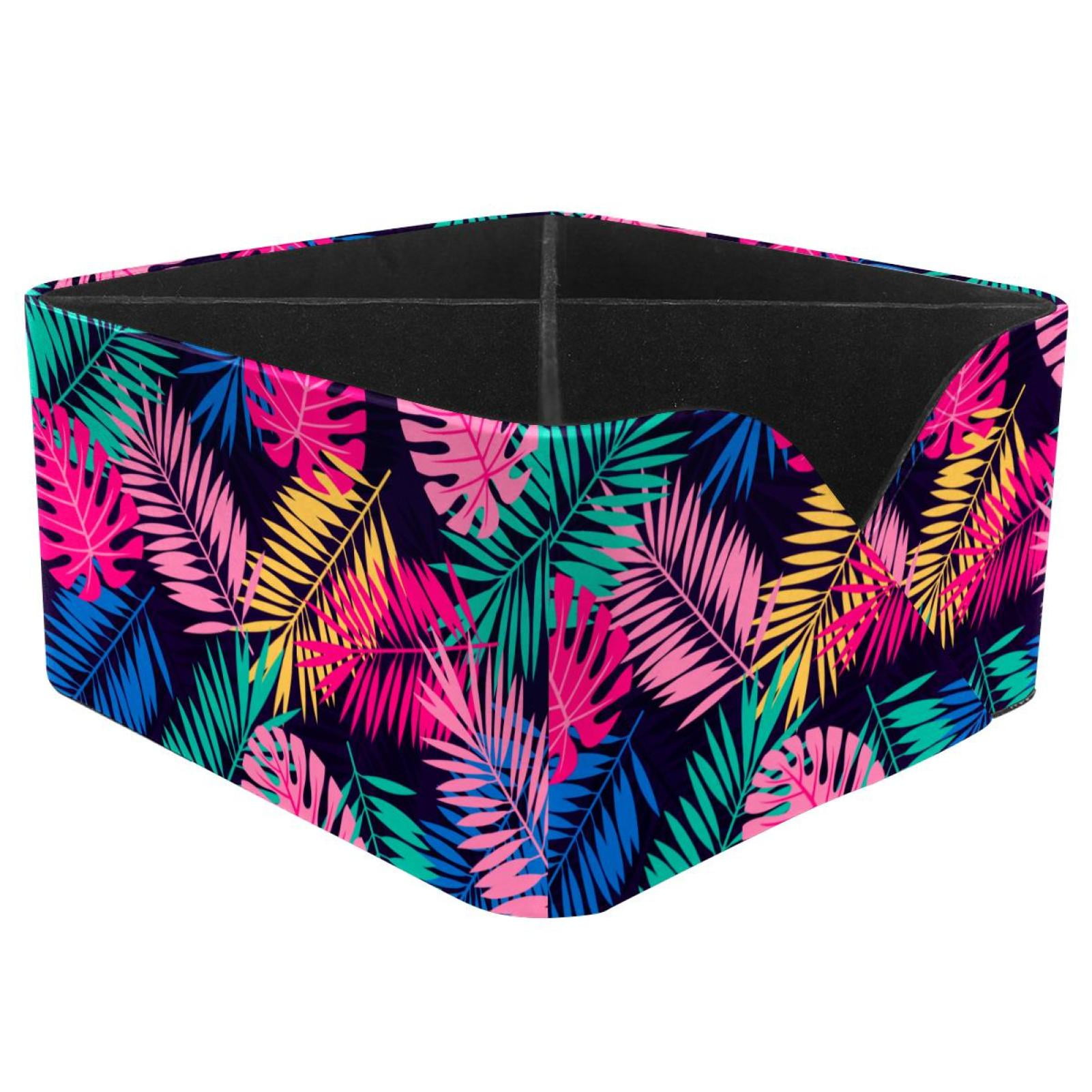 Ownta Tropical Leaf Palm Pattern Square Pencil Storage Case With 4