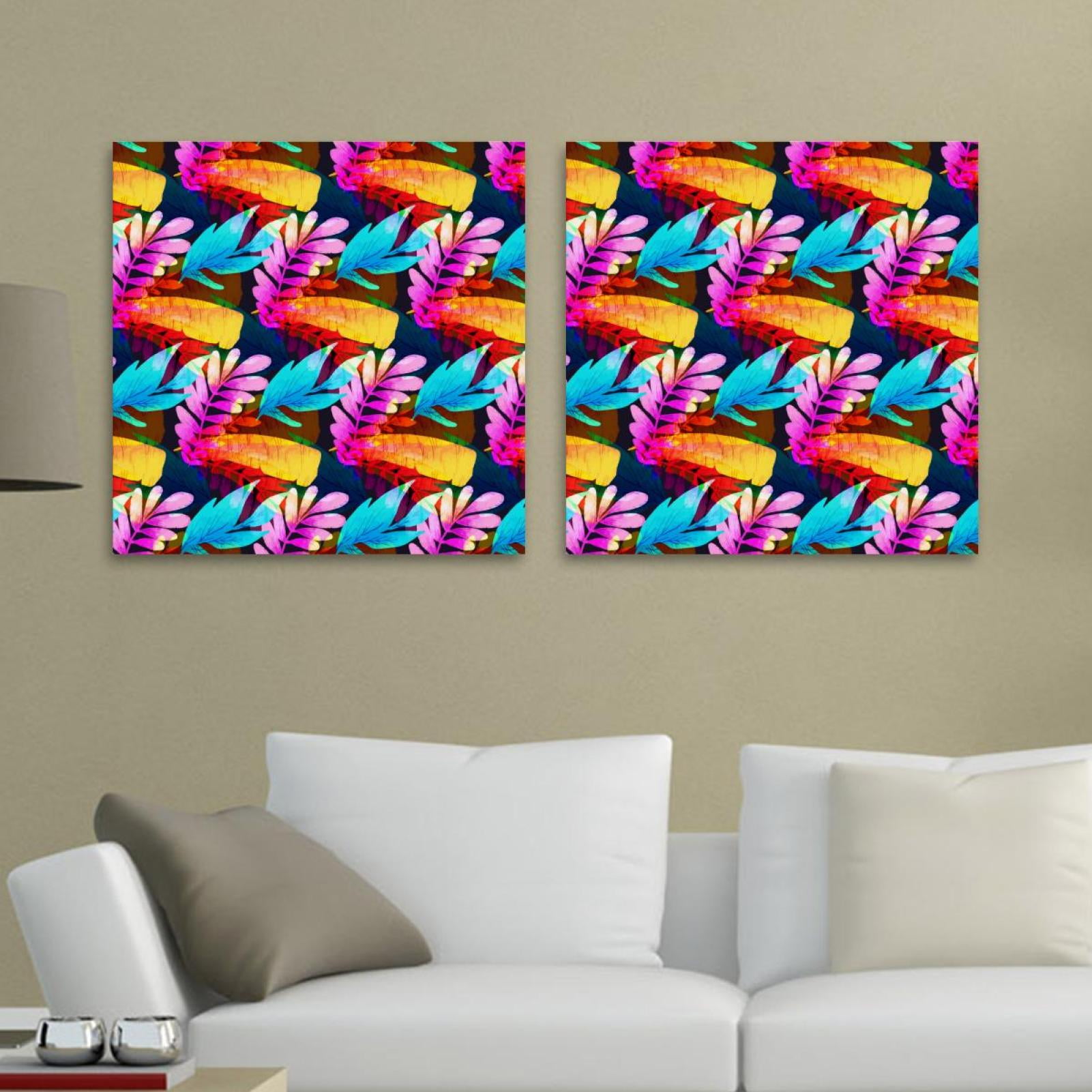 OWNTA Tropical Leaf Pattern 2PC Canvas Wall Art Paintings for Living ...