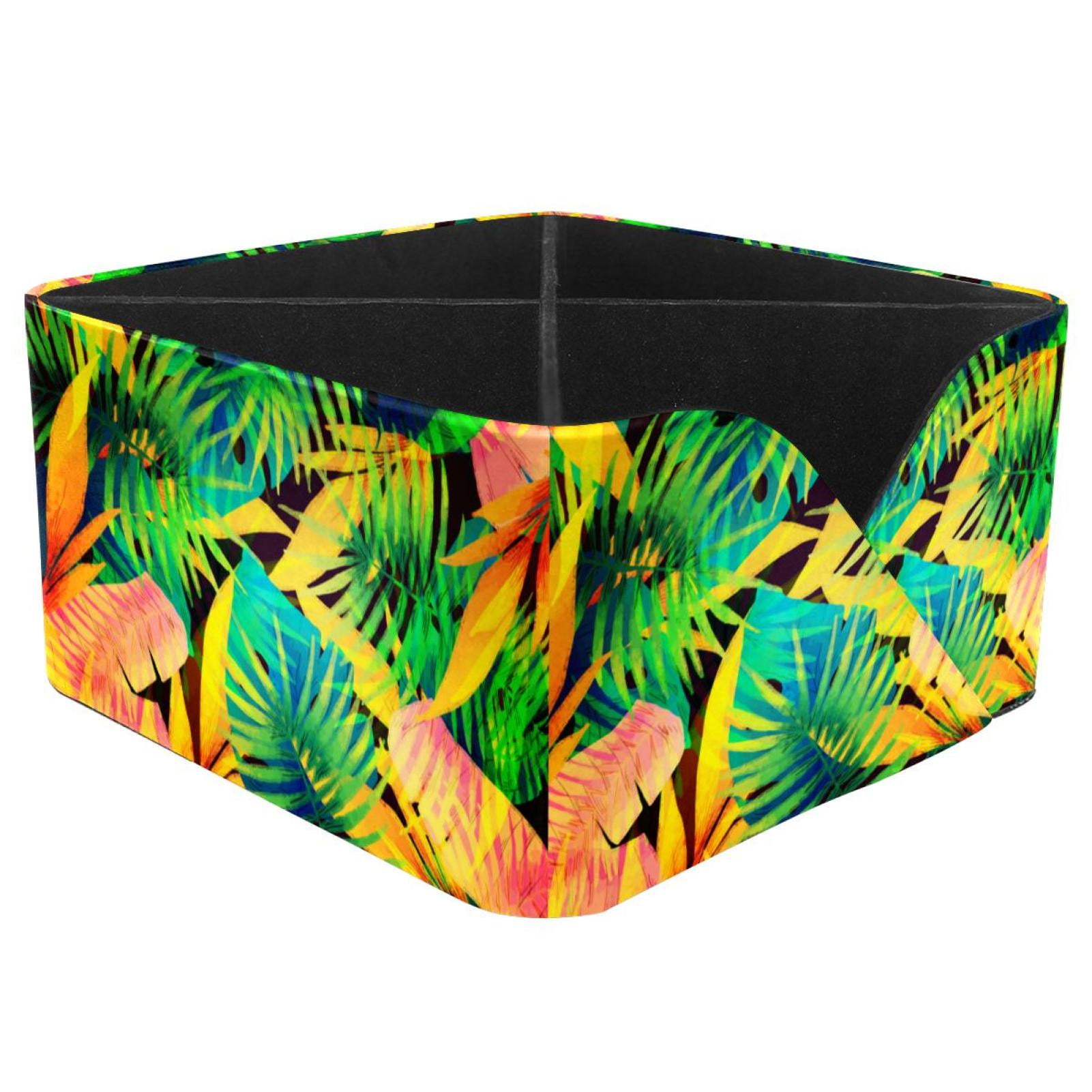 Ownta Tropical Leaf Pattern Square Pencil Storage Case With 4