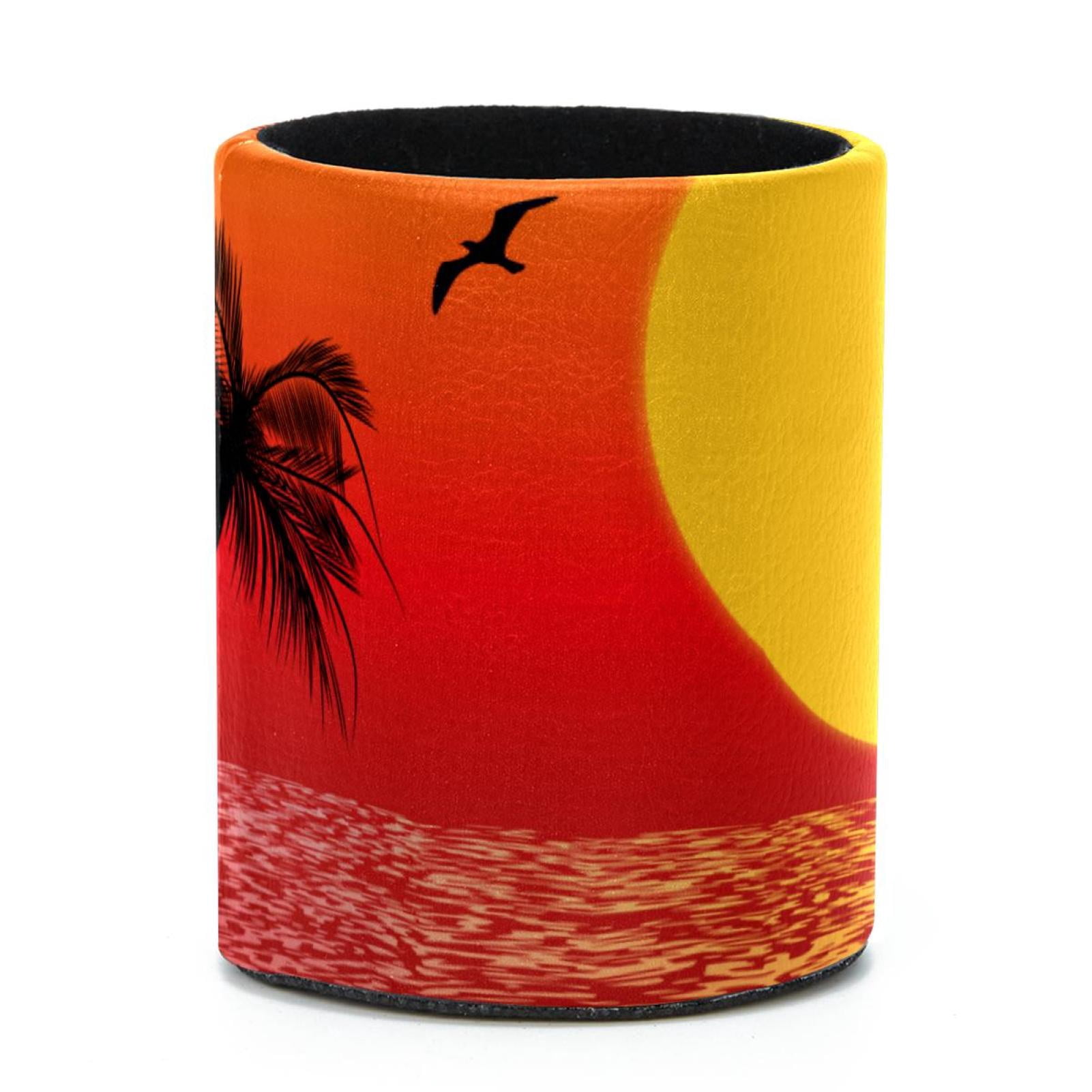 OWNTA Tropical Palm Summer Sunset Coconut Tree Red Pattern PVC Leather ...
