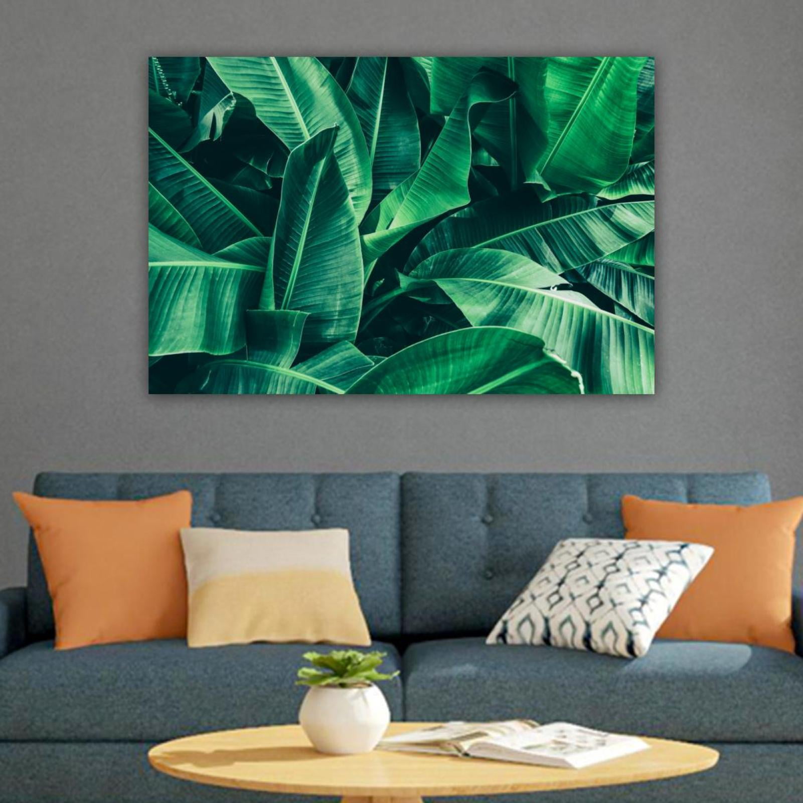 Ownta Tropical Summer Plant Green Leaves Pattern Canvas Wall Art