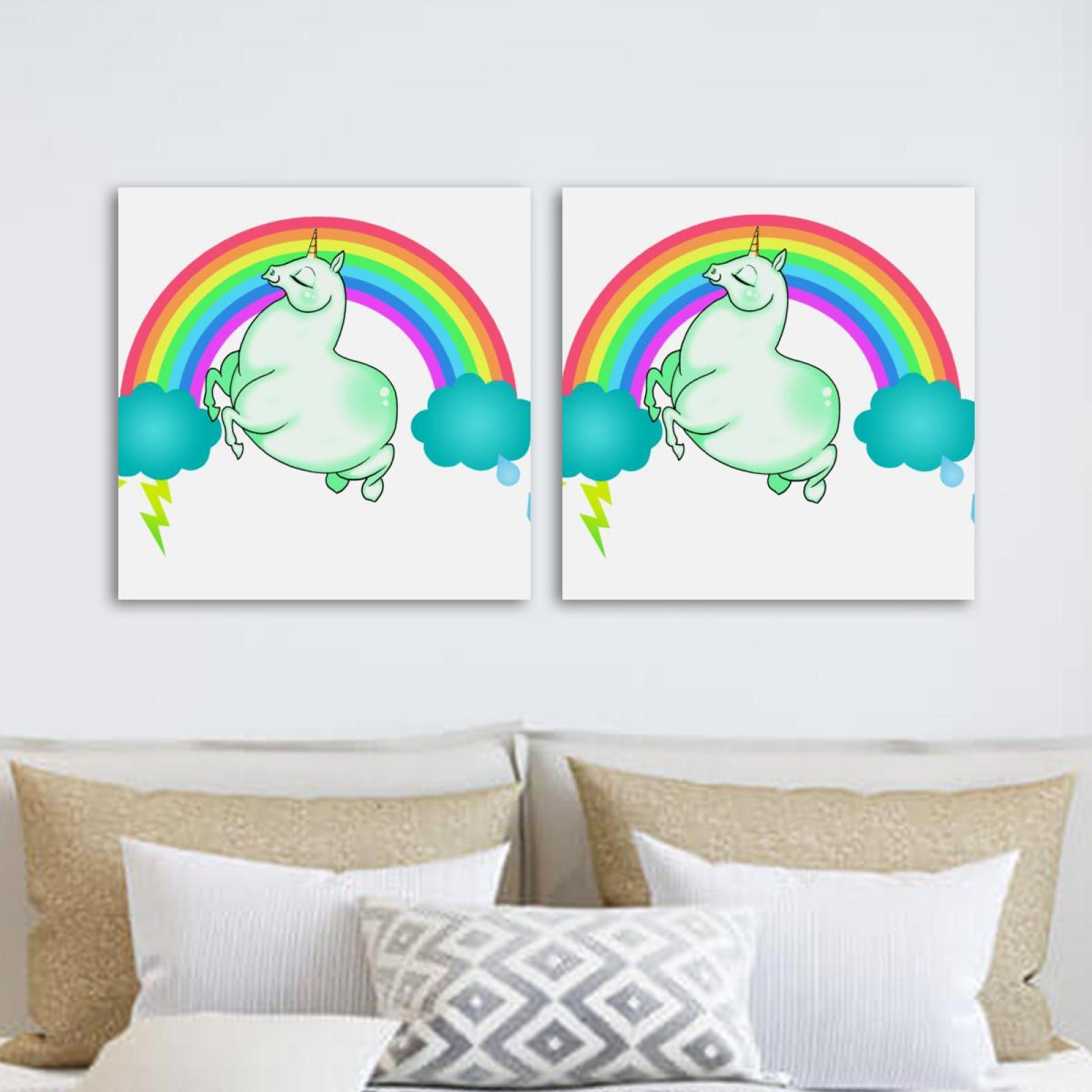 OWNTA Unicorn Fat Pattern 2PC Canvas Wall Art Paintings for Living Room ...