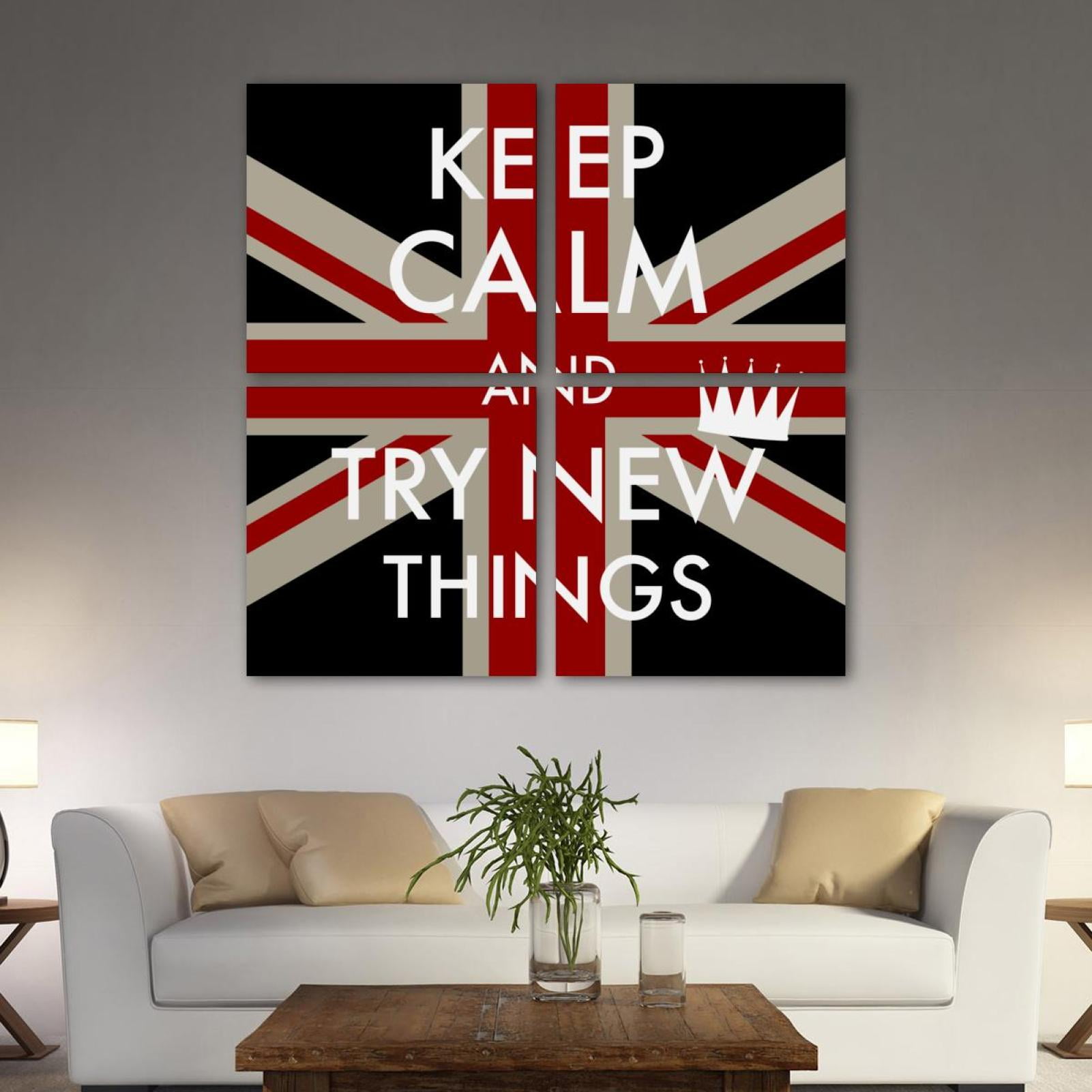 OWNTA Union Flag Inspirational Lettering Pattern 4PC Canvas Wall Art ...