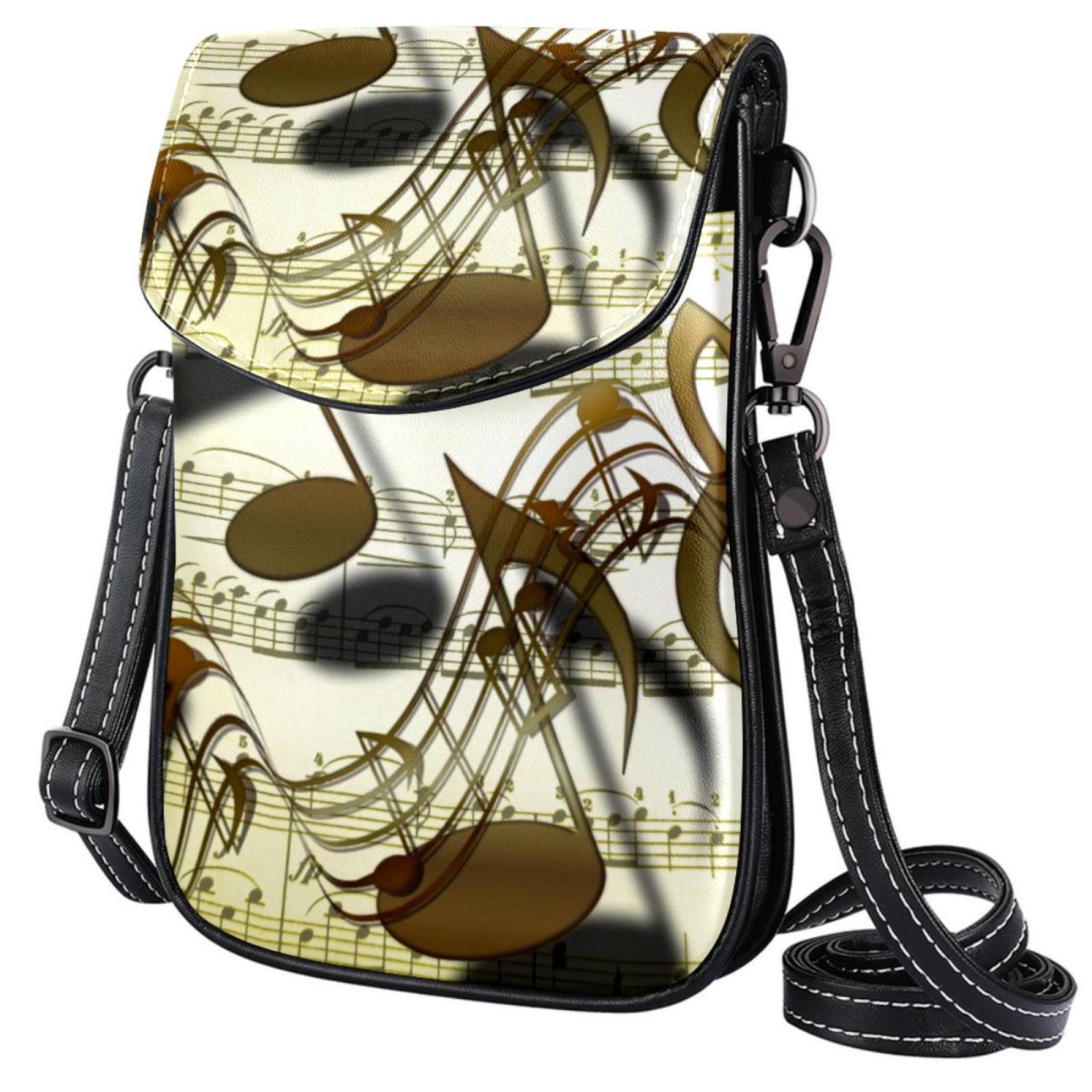 OWNTA Violin Music Notes Pattern Diagonal Leather Phone Bag - Compact ...