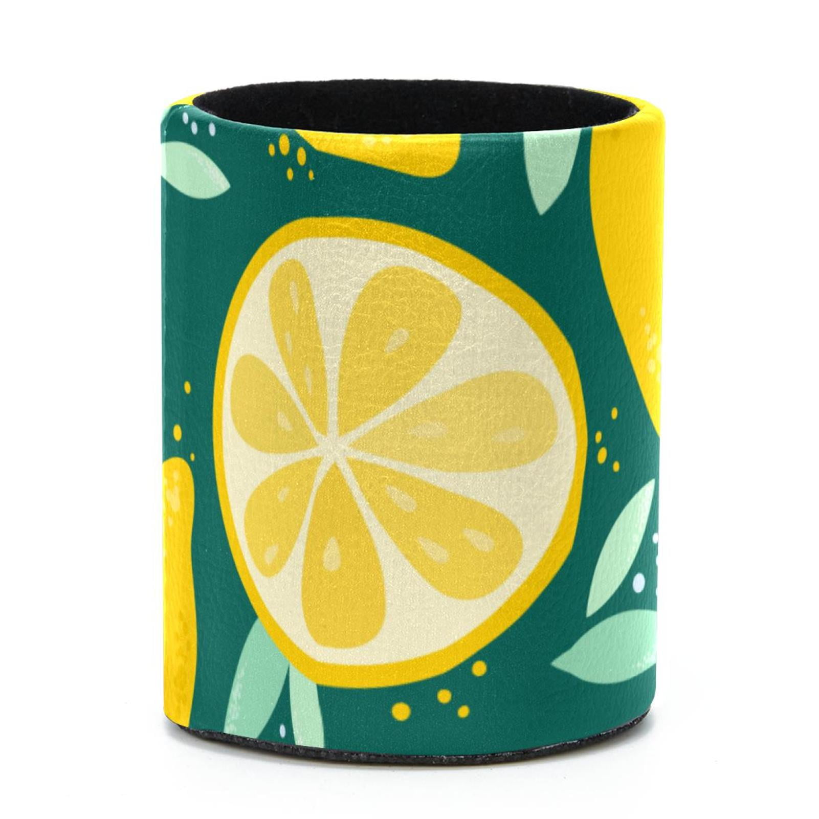 Ownta Watercolor Yellow Lemon Fruits Pattern Pvc Leather Cylinder Pen