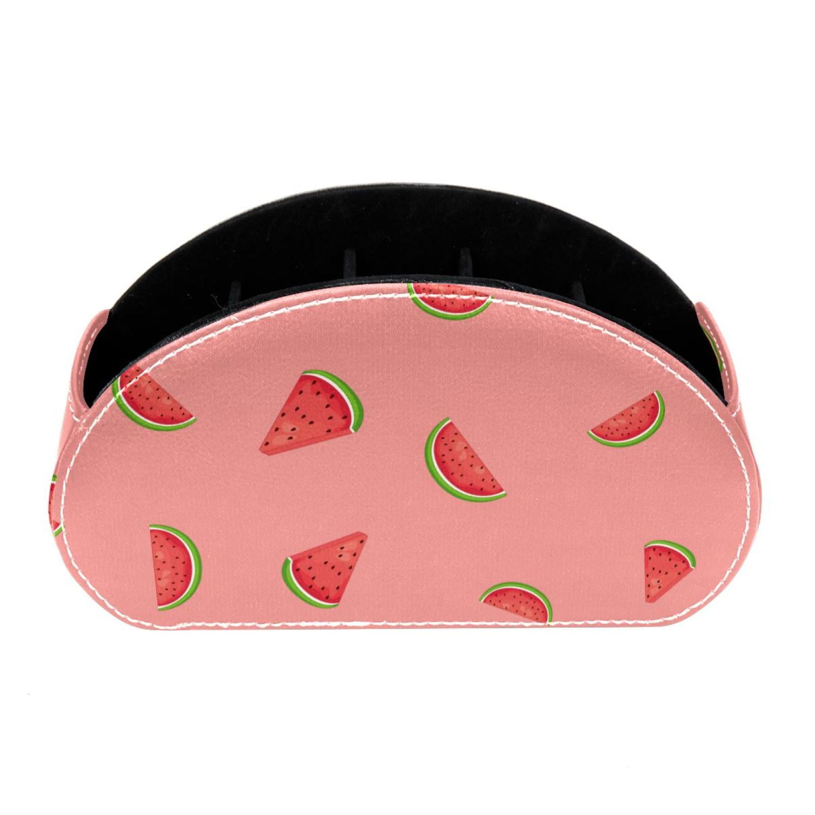 Ownta Watermelonpink Fruit Pattern Pvc Leather Brush Holder With Five