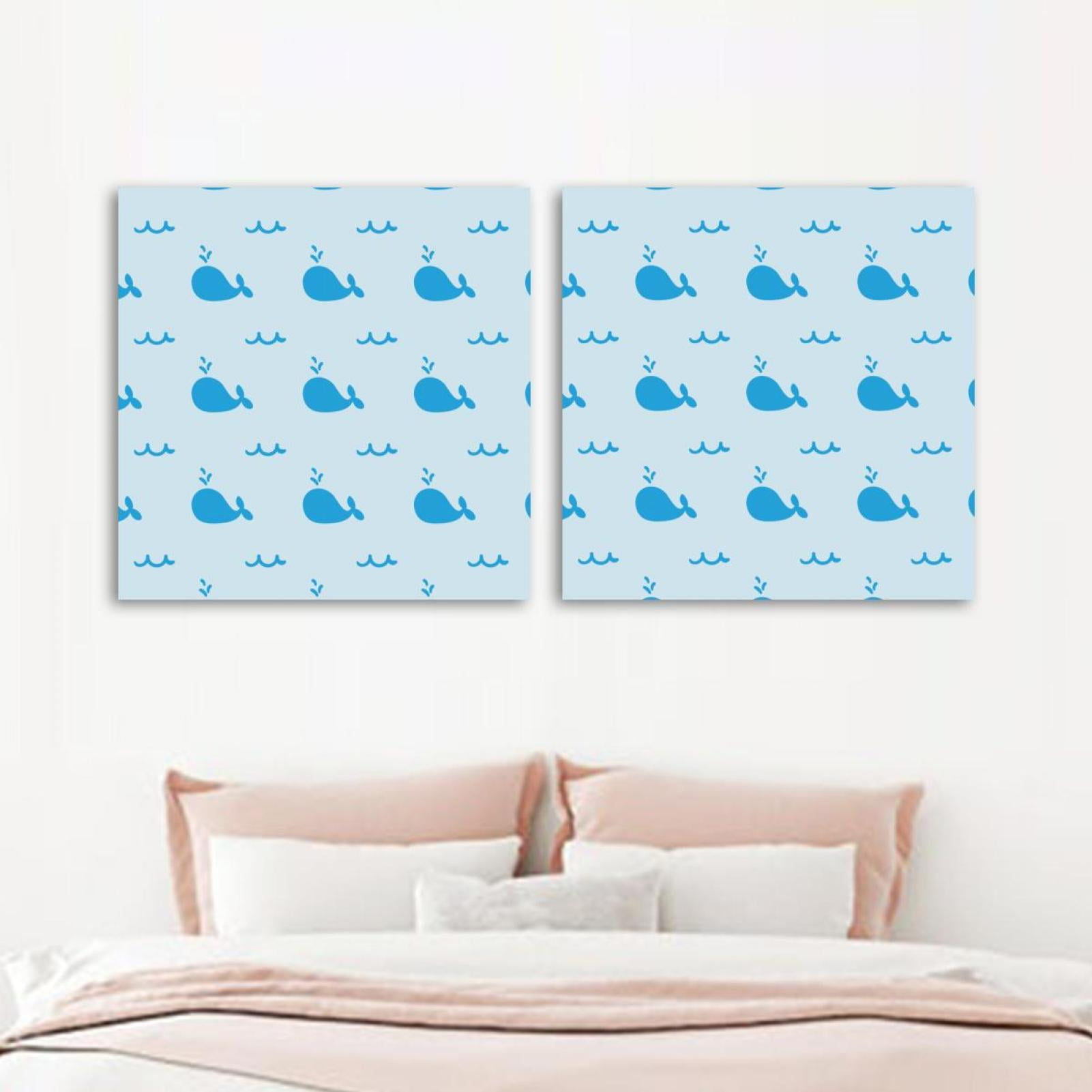 OWNTA Whale Animal Blue Pattern 2PC Canvas Wall Art Paintings for ...