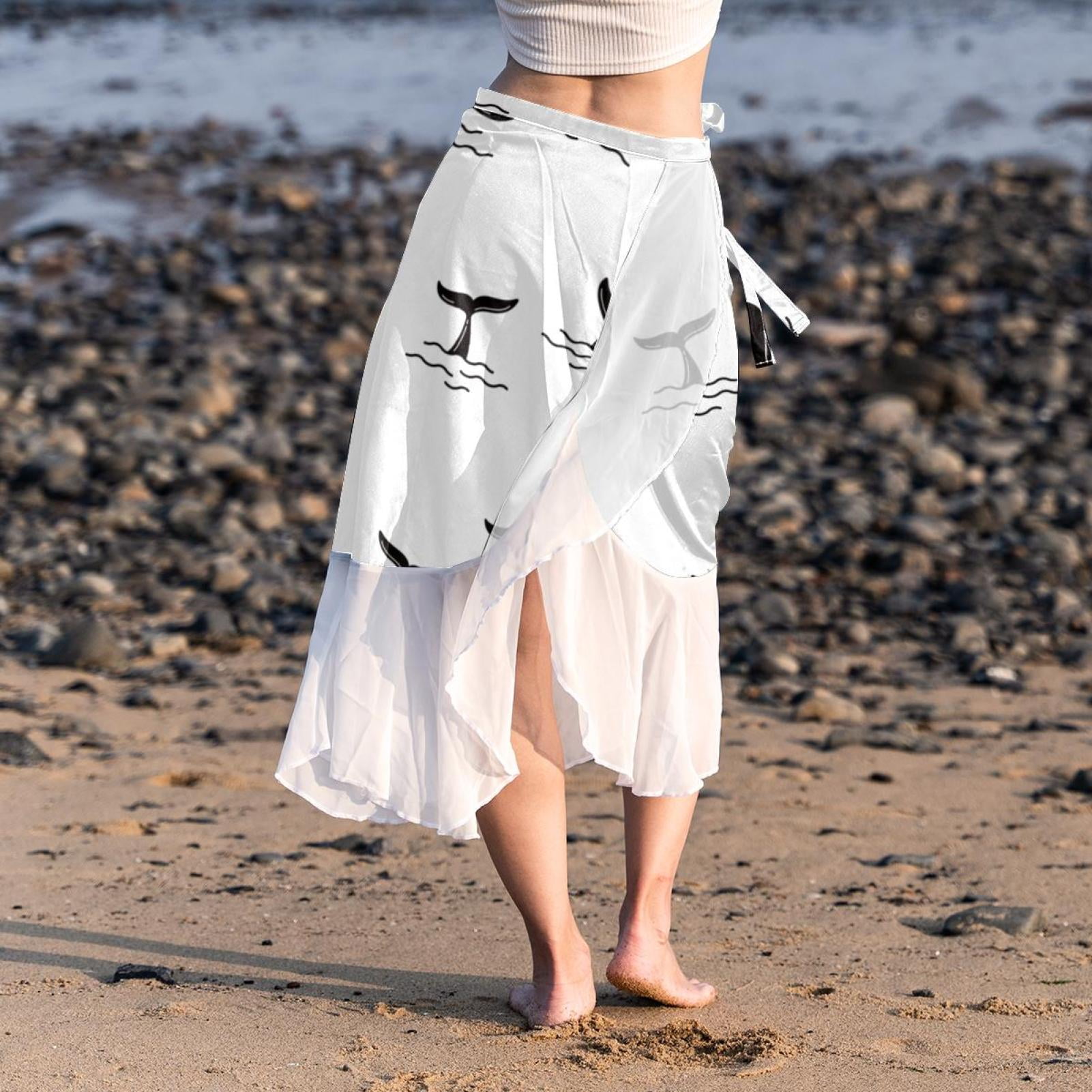 OWNTA Whale Tail Pattern Stunning Chiffon Beach Skirts: Women's Breathable and Stylish Summer ...