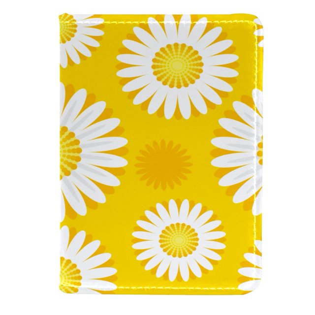 Ownta White Flowers Daisy Yellow Background Pattern Pu Leather Passport