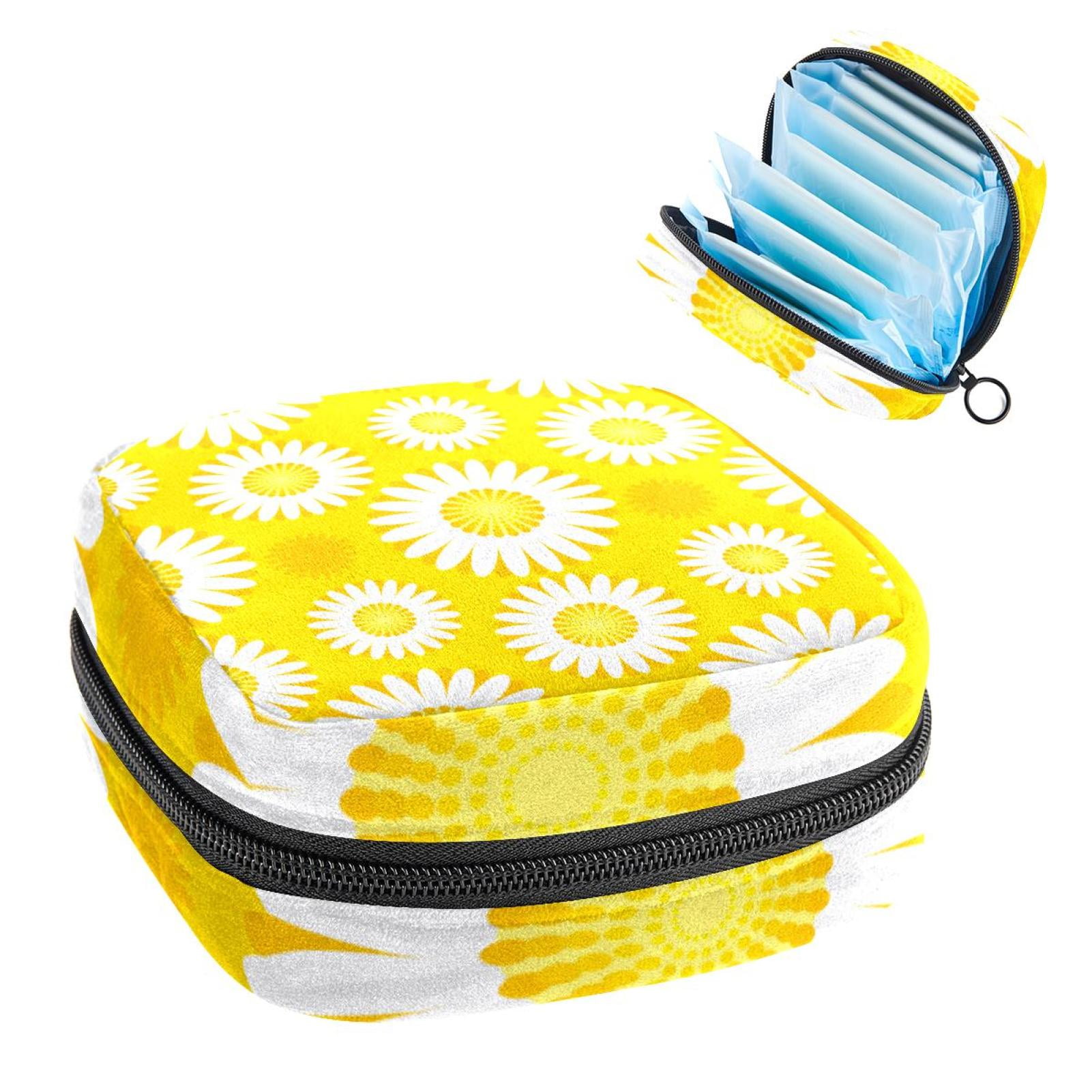 Ownta White Flowers Daisy Yellow Background Pattern Premium Storage Bag