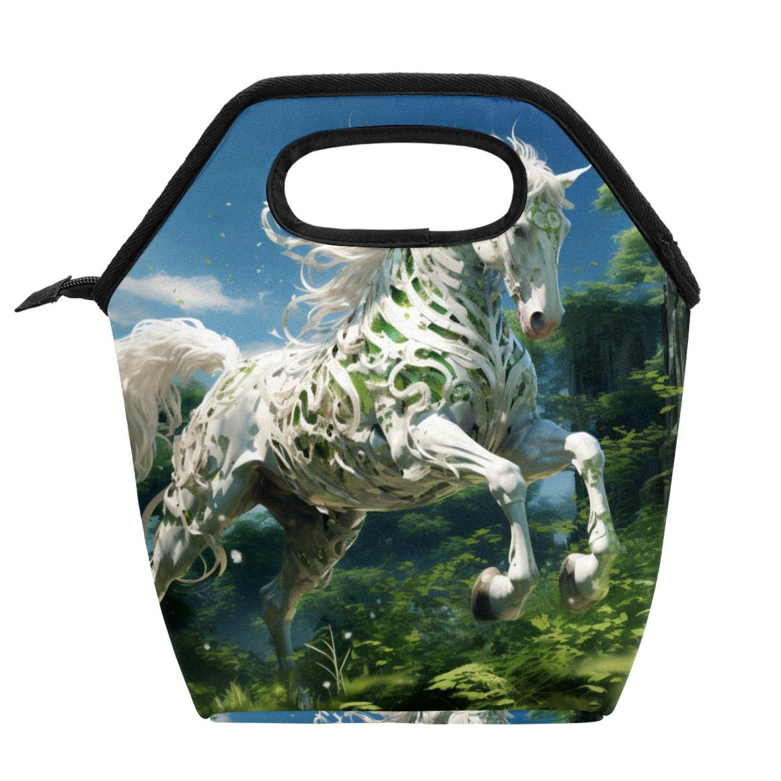 OWNTA White Horse Surrounded by Green Trees Pattern Meal Bag ...