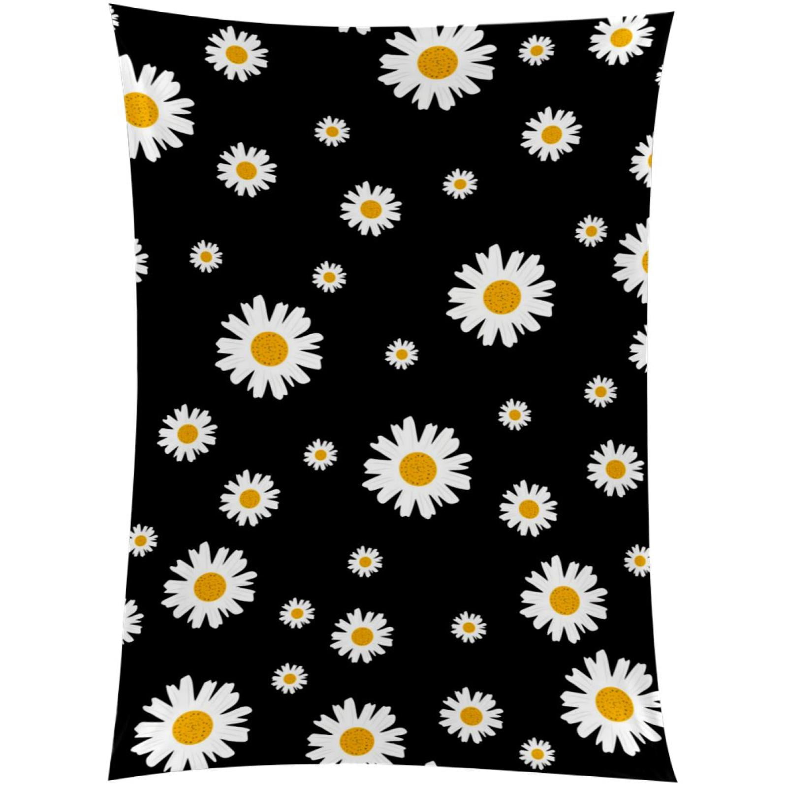 Ownta White Yellow Daisy Flower Black Pattern Stunning Polyester Fiber