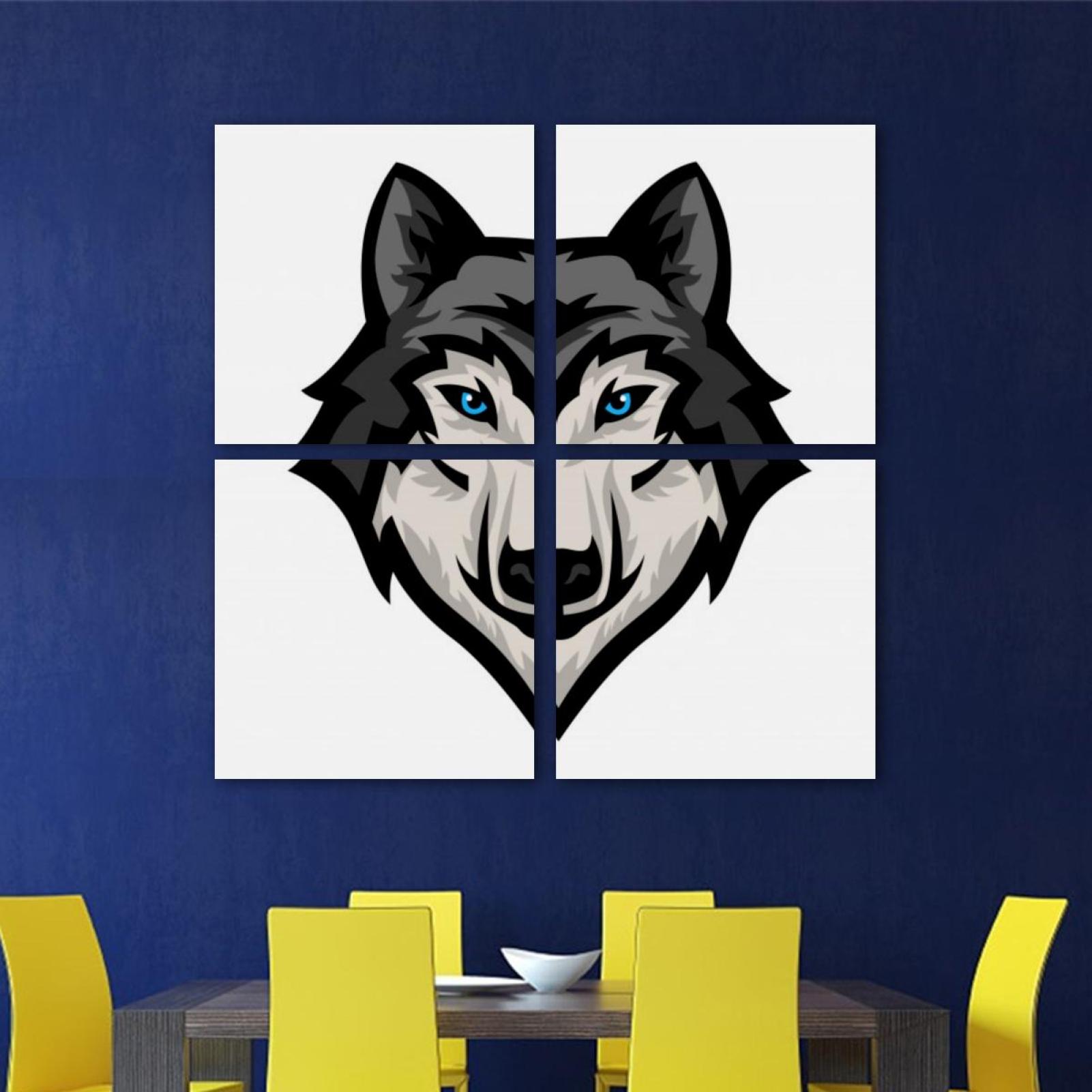 OWNTA Wolf Head Pattern 4PC Canvas Wall Art Paintings for Living Room ...