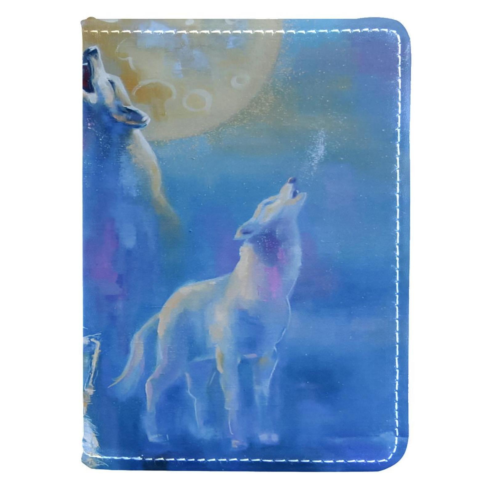 Ownta Wolf Pattern Pattern Premium Pu Leather Passport Book 4x5 5
