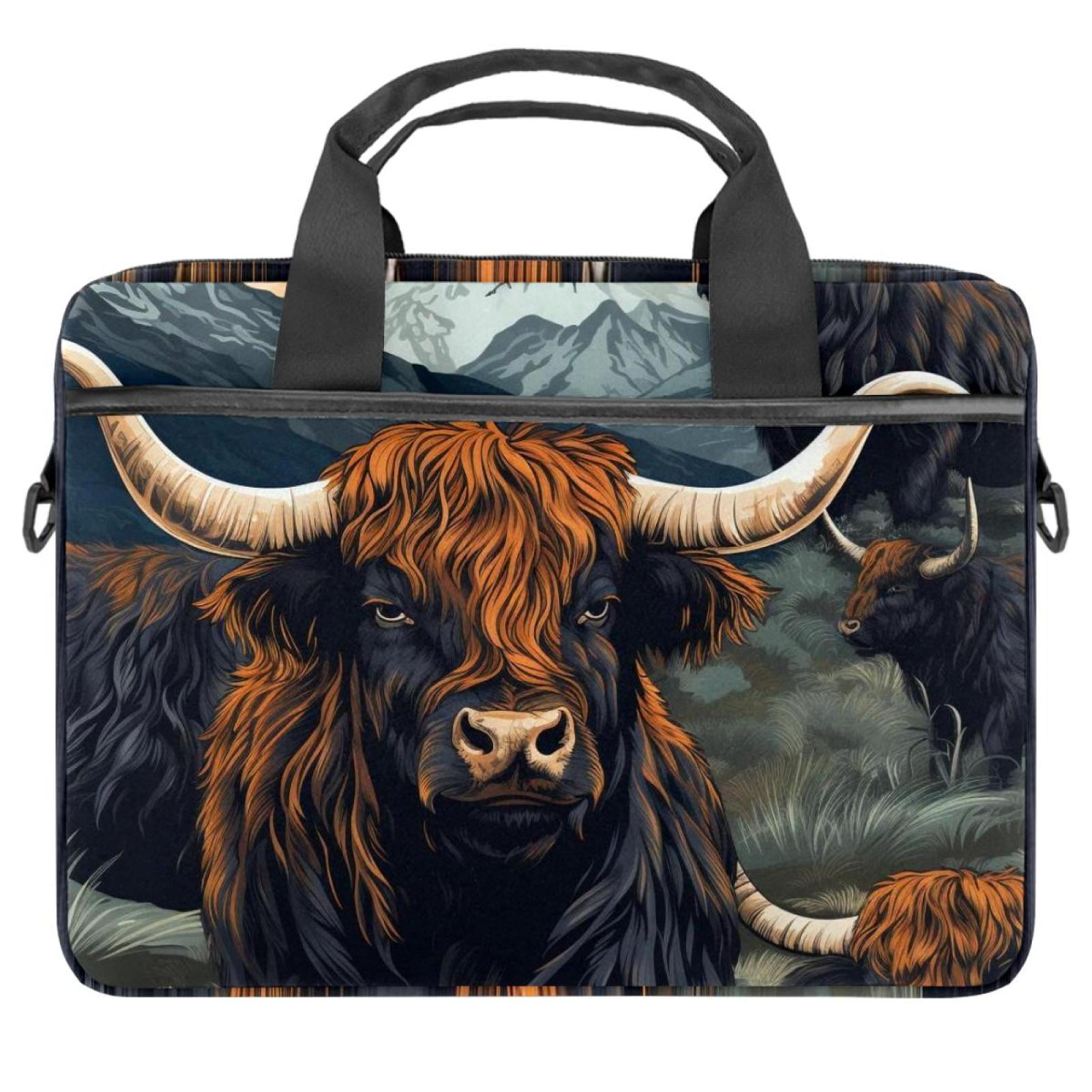 Ownta Yak Pattern 11x14 5x1 2in Velvet Liner Beaded Canvas Laptop Bag
