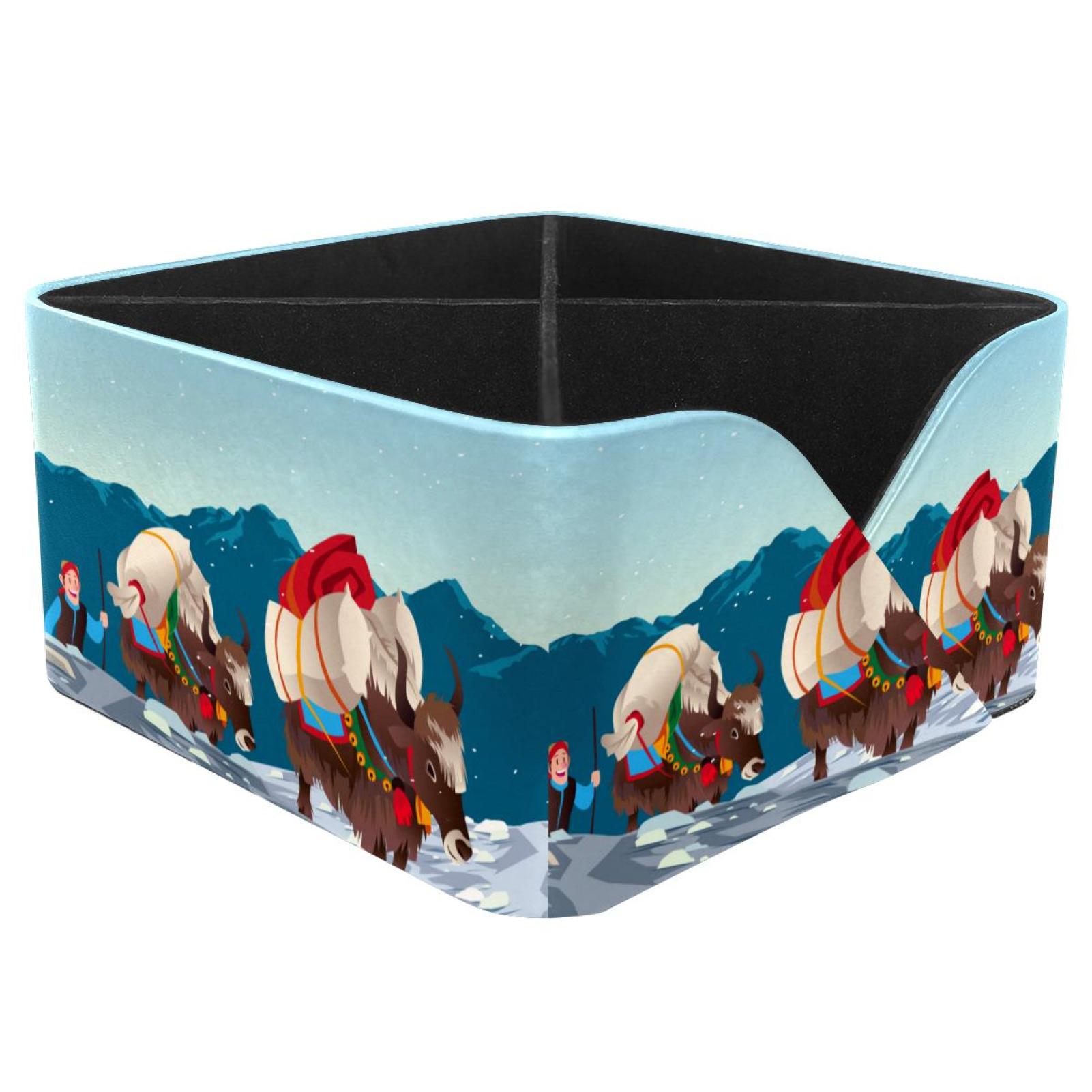 OWNTA Yaks Carrying Heavy Loads Pattern Square Pencil Storage Case with ...