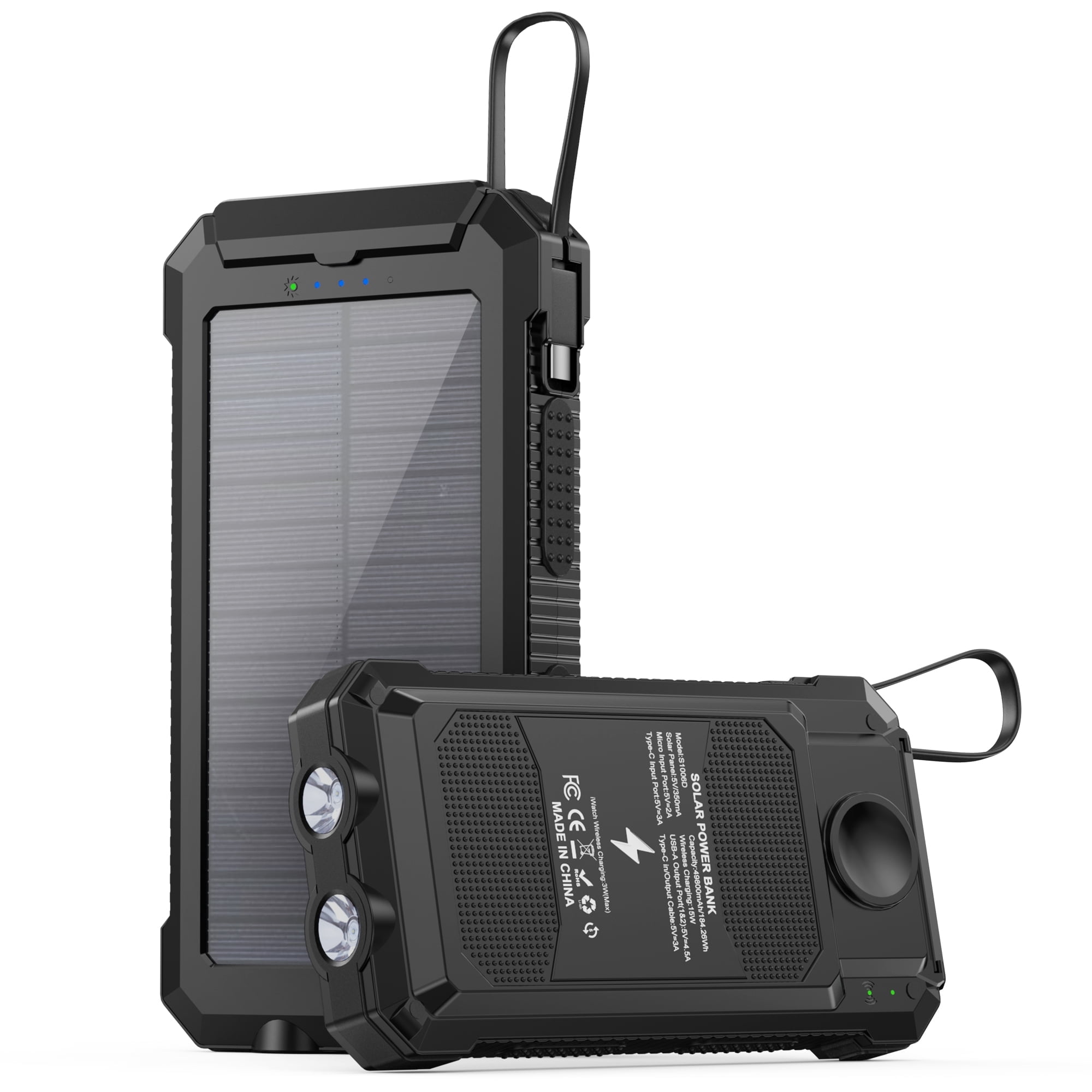 OWNTECH 20000mAh Solar Power Bank, QC3.0 Fast Charging, Dual USB Ports ...