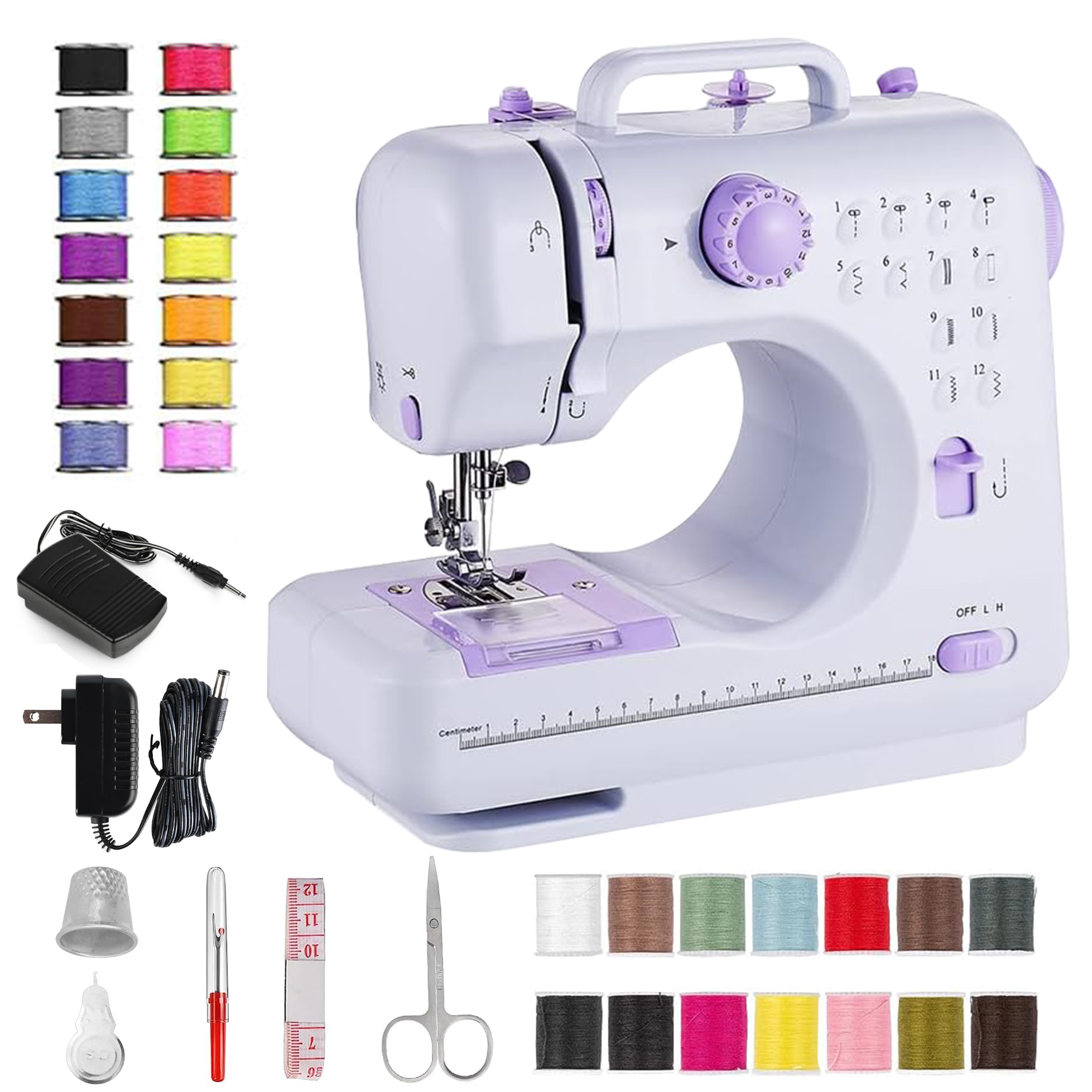 Mini Small Portable Sewing Machine with Foot Pedal Built in 12 Stitches ...