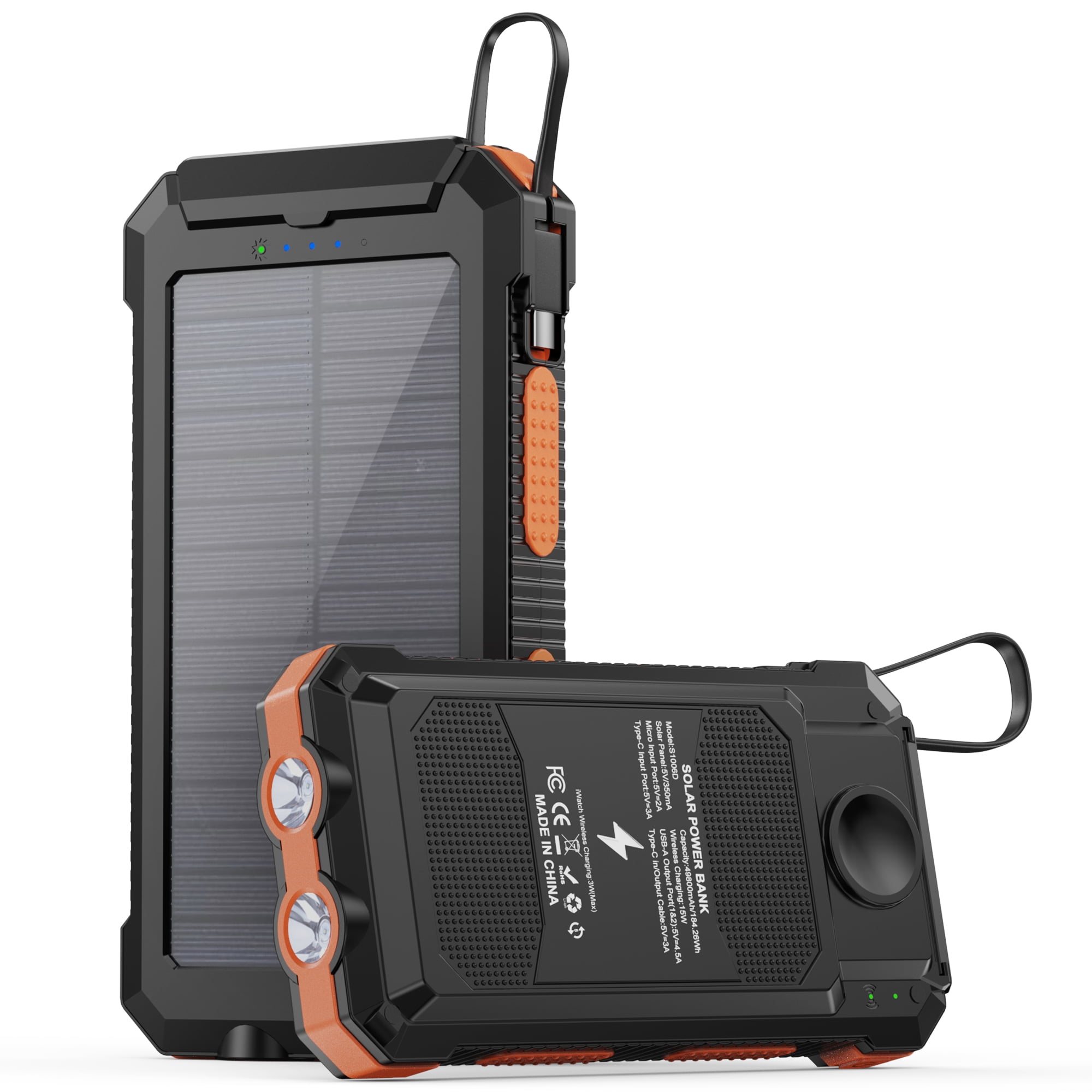 OWNTECH Solar Power Bank 20000mAh,QC3.0 Fast Portable Solar Charger ...